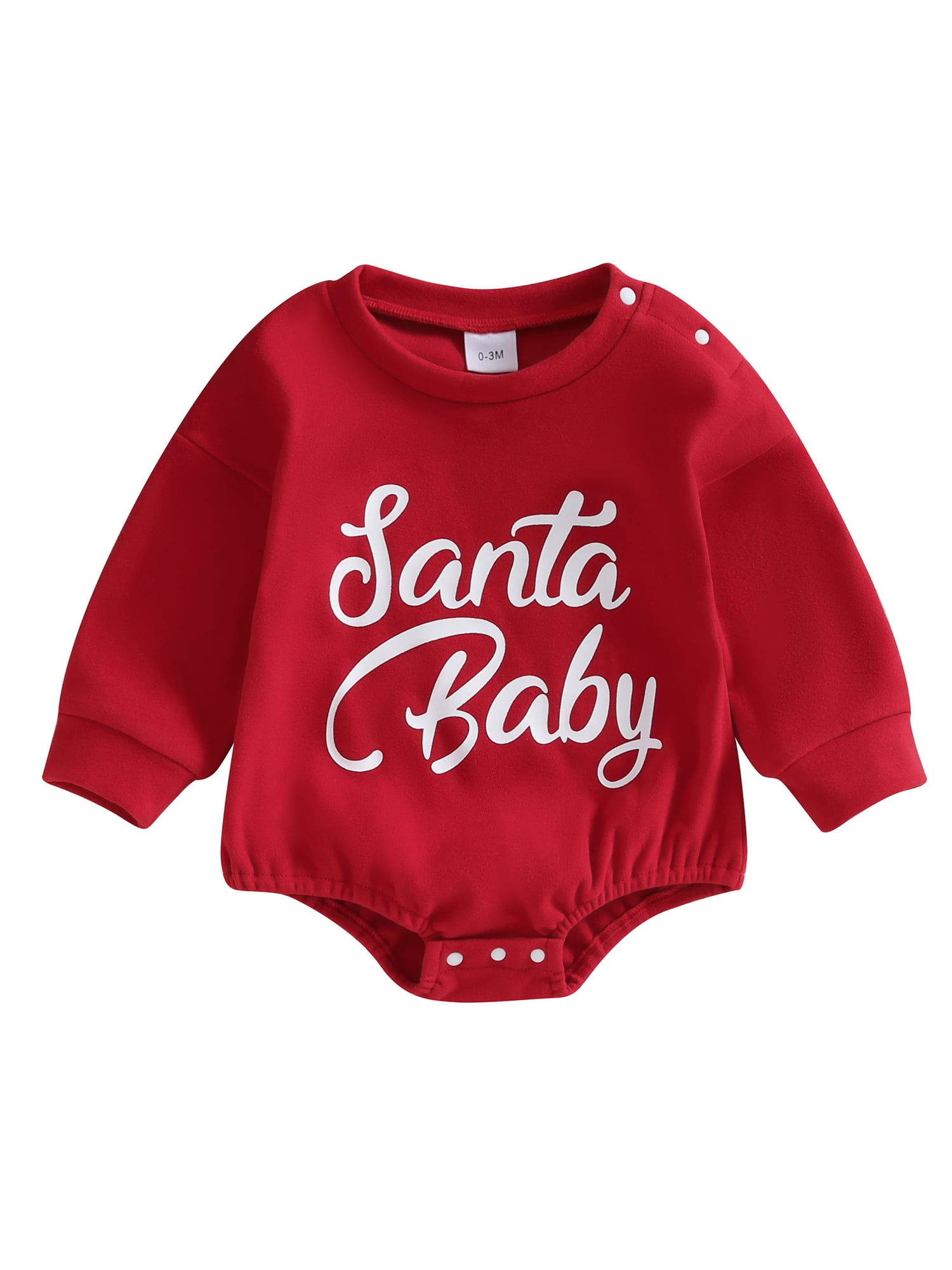 Baby Girl Boy Christmas Outfit Santa Baby Romper Oversized Long Sleeve Sweatshirt Bodysuit Fall ...