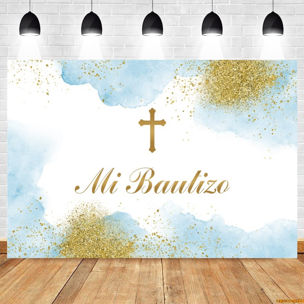 Baby Girl Boy First Communion Background Flower Leaves Cross God Bless ...