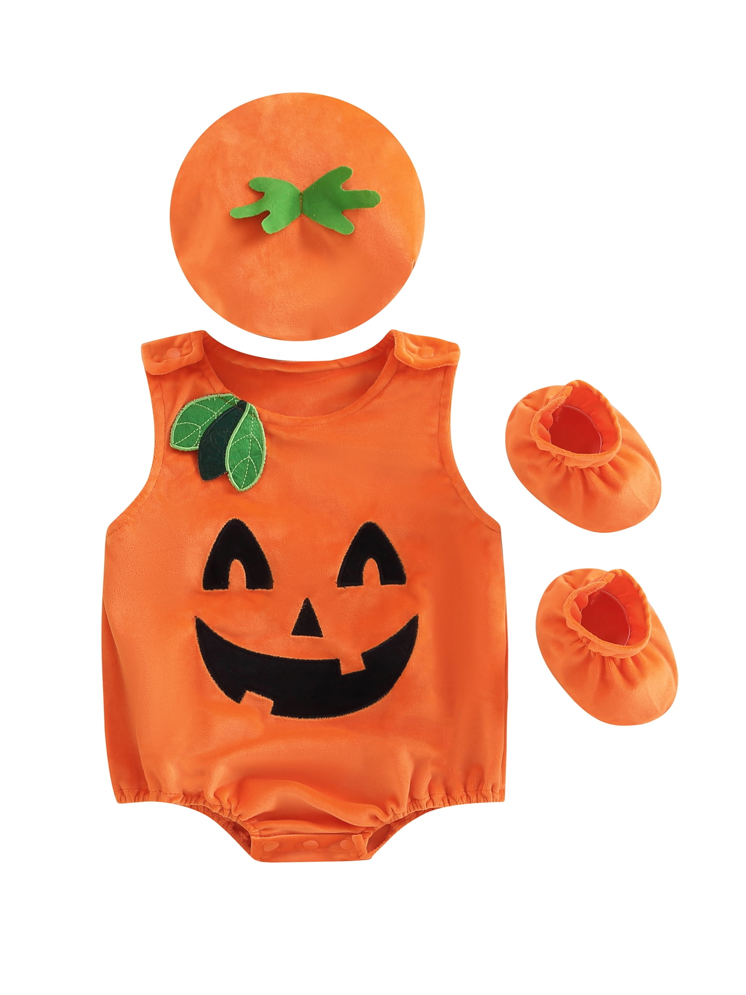 Baby Girl Boy Halloween Pumpkin Costume Romper Bodysuit Tops +Socks +Hat Cute Halloween Outfits ...