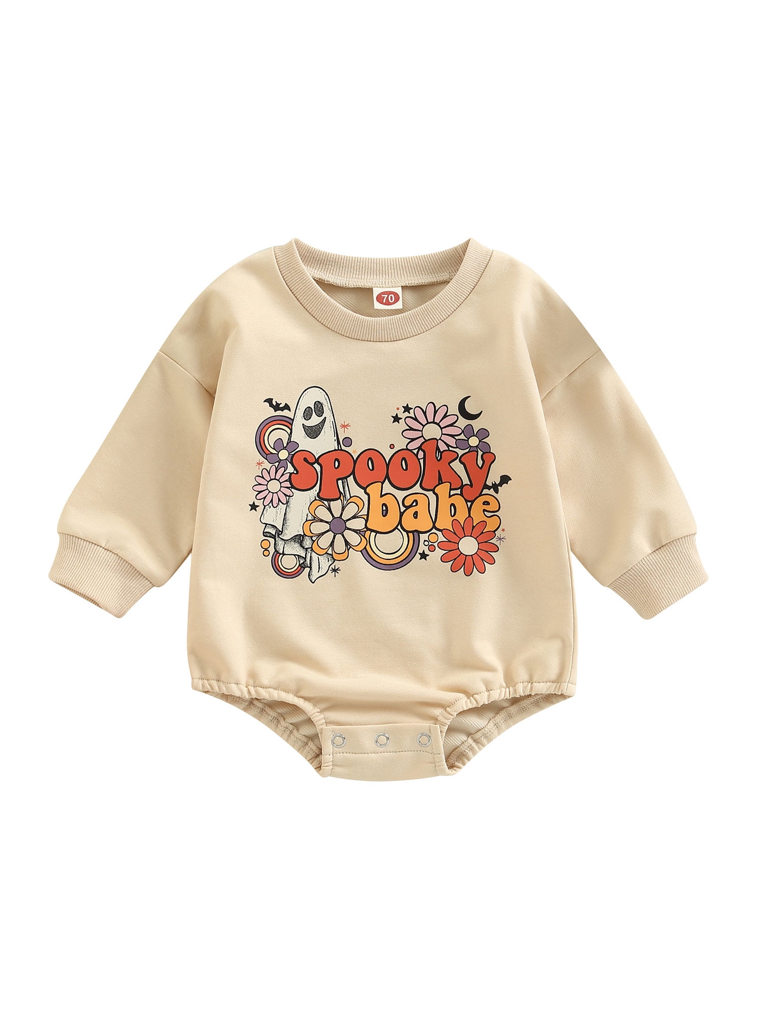 Baby Girl Boy Halloween Romper, Ghost Print Long Sleeve Jumpsuit - Walmart.com