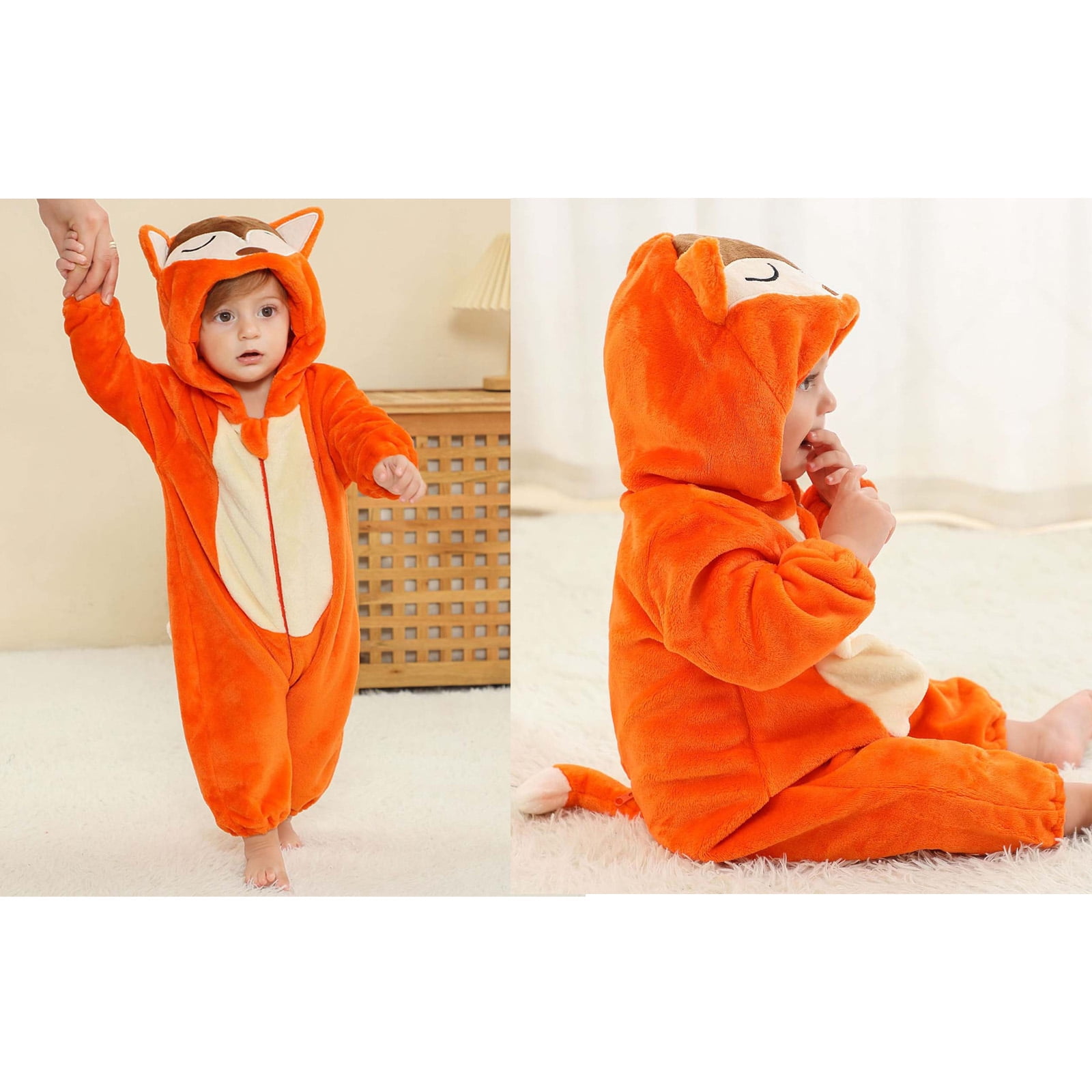 Baby Girl Boy Hooded Romper Animal Outfitss Long Sleeve Romper Baby ...