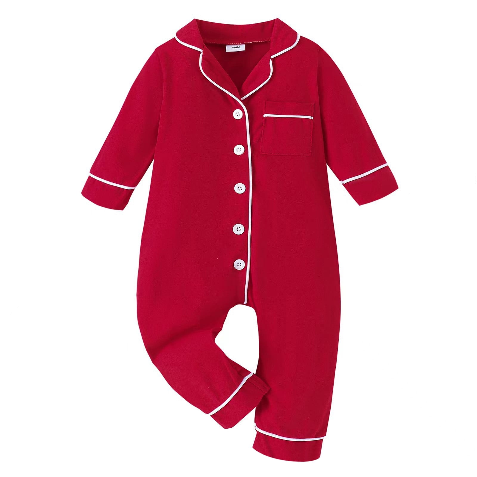 Baby Girl Boy Pajamas Romper Button Up Pajamas Footie Red Pj's Jumpsuit ...
