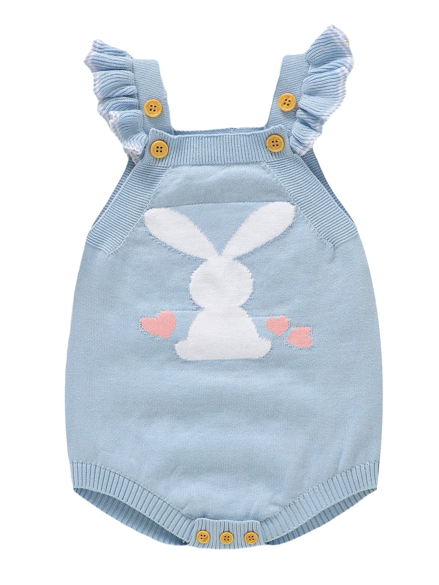 Baby Girl Boy Rabbit Bunny Romper Sleeveless Knitted Bodysuit Jumpsuit ...