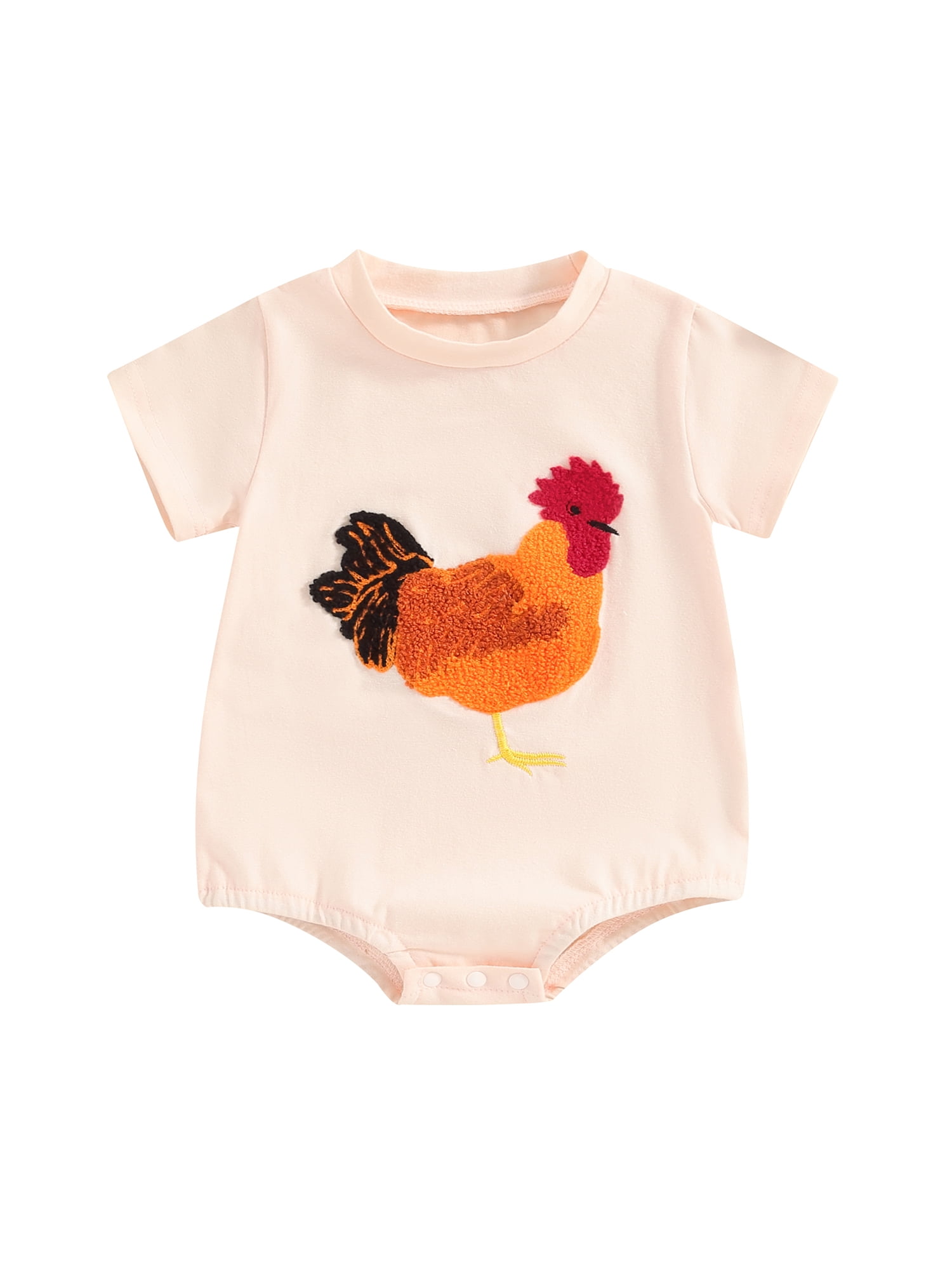 Baby Girl Boy Rooster Romper Round Neck Short Sleeve Bodysuits Summer ...