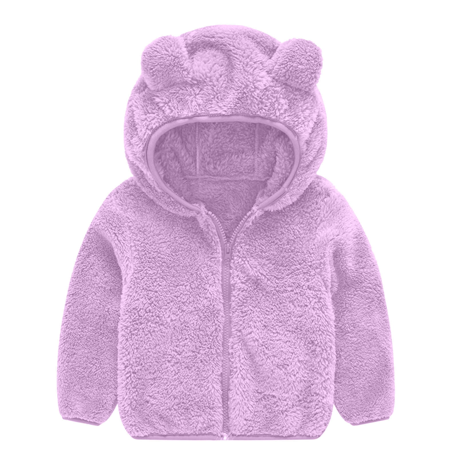 Baby Girl Boy Winter Coats Solid Color Plush Cute Bear Ears Hooded Winter Thick Jacket Toddler ...
