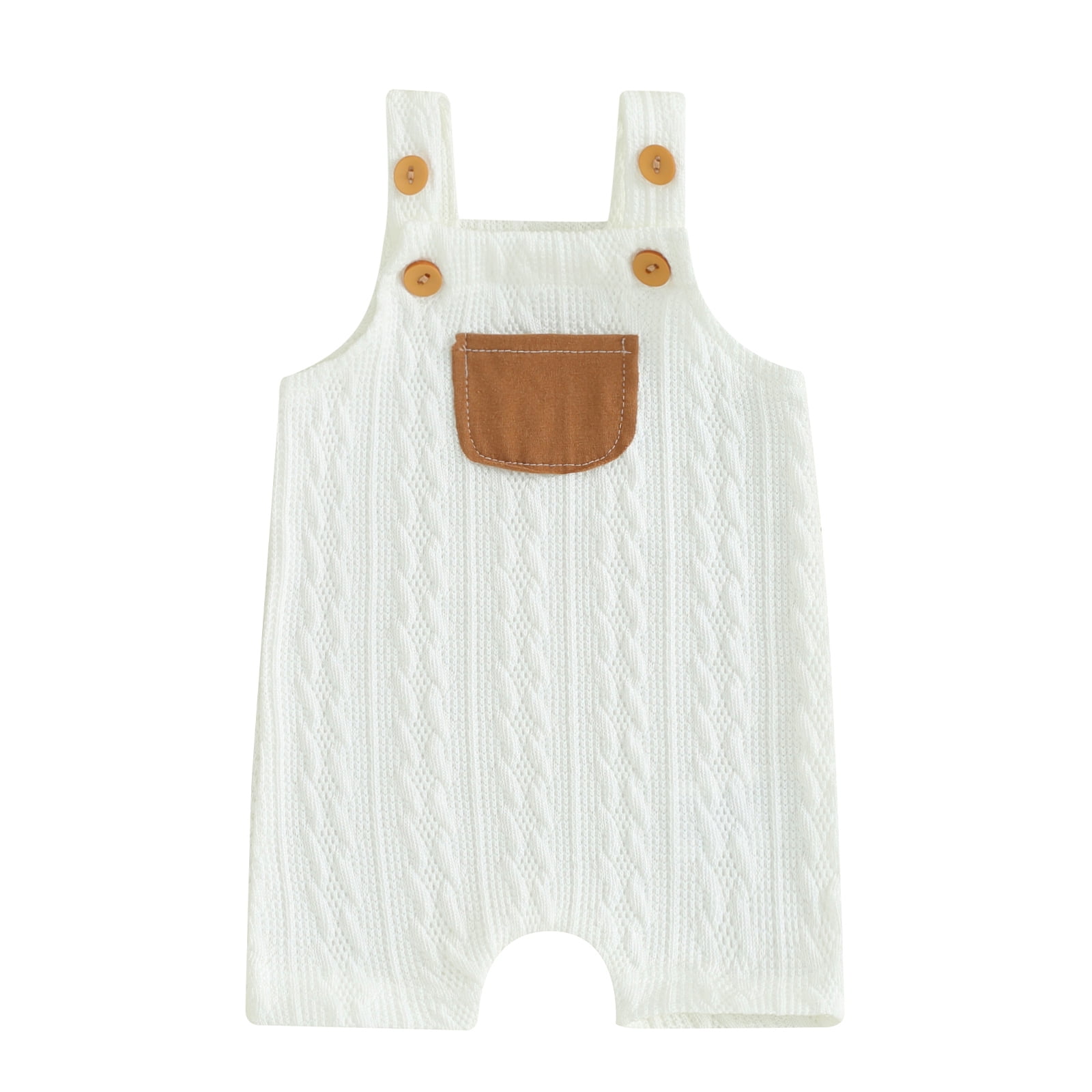Baby Girl Boys Romper Contrast Pocket Breathable Sleeveless Jumpsuits ...