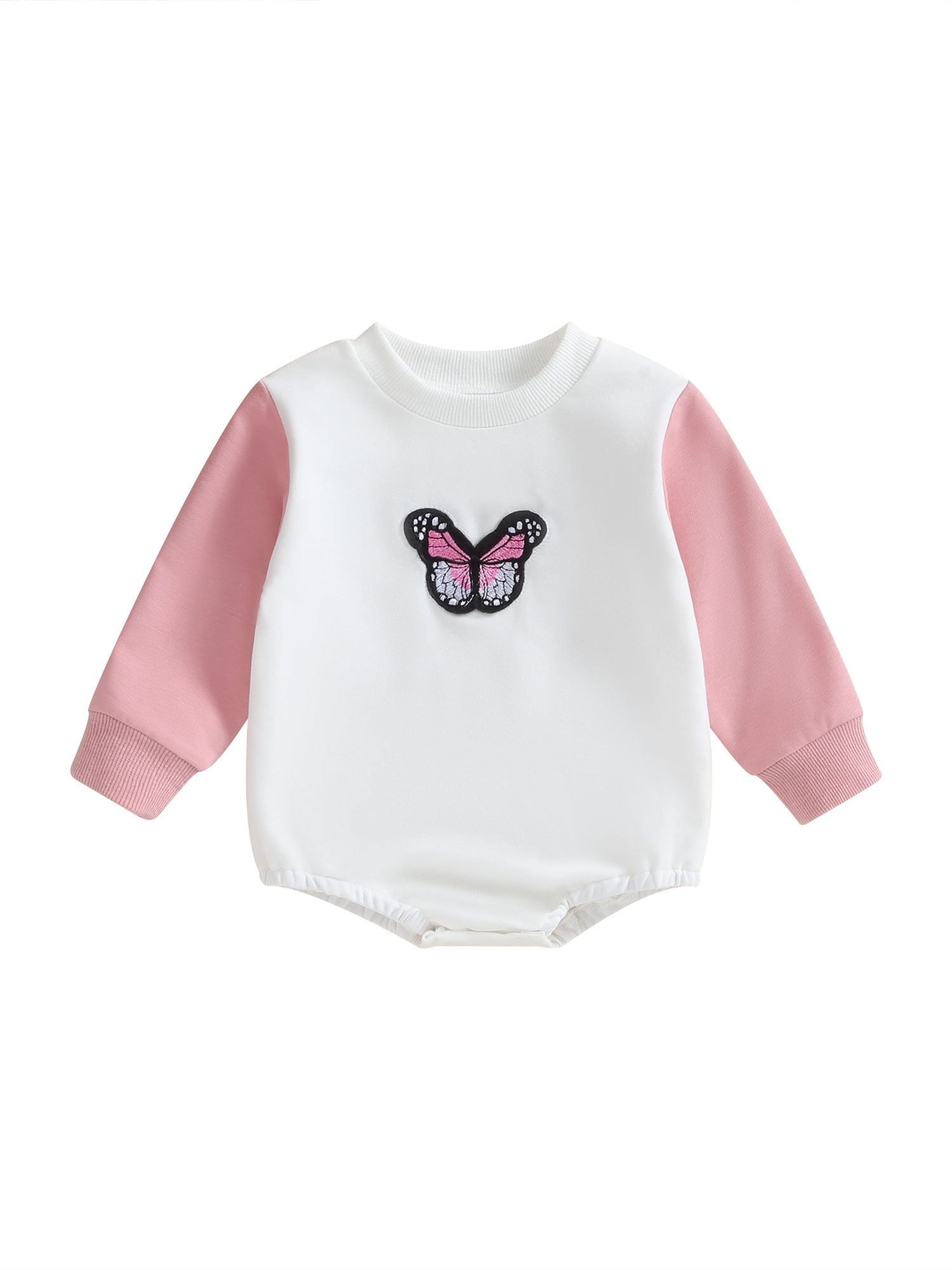 Baby Girl Bubble Romper 3 6 9 12 18 Months Infant Clothes Long Sleeve Crew Neck Butterfly ...