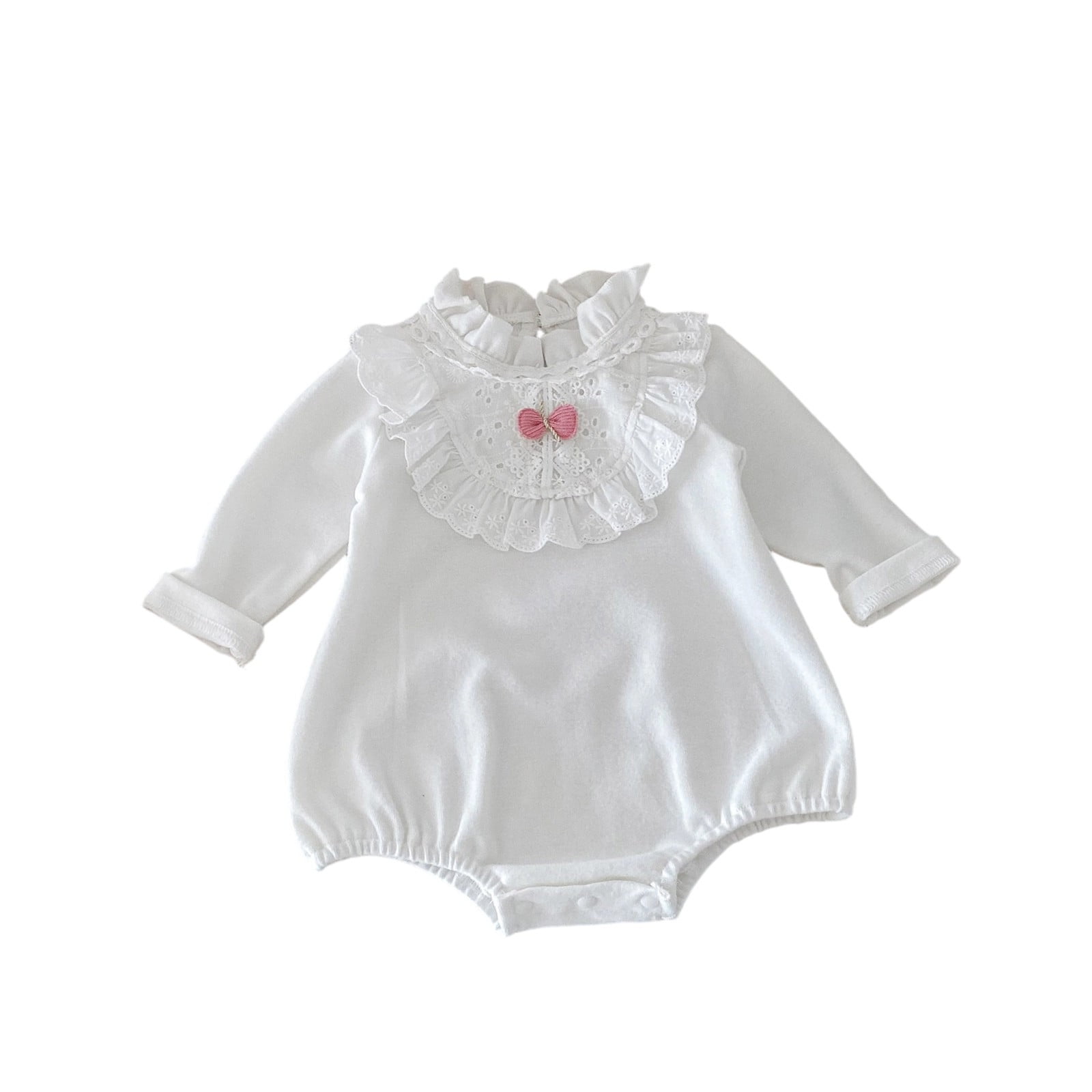 Baby Girl Bubble Romper Baby Girls Solid Peter Pan Collar Romper ...