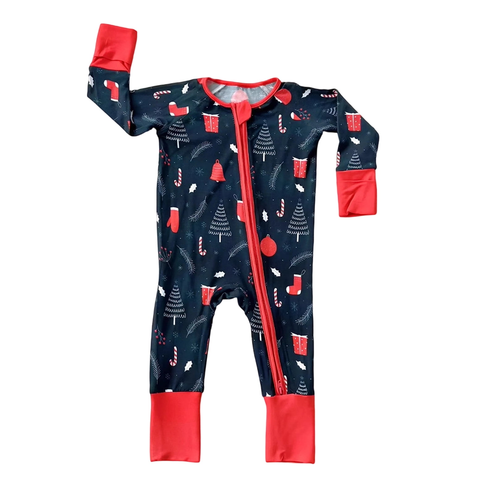 Baby Girl Bubble Romper Baby Toddler Fall Winter Full Zip Footless Pajamas Christmas Panda ...