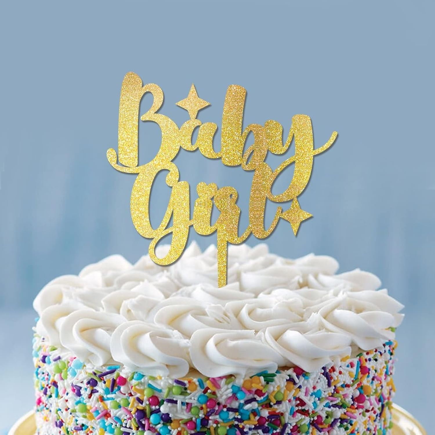 Baby Girl Cake Toppers, Gold Glitter Paper Cake Topper Cake Topper ...