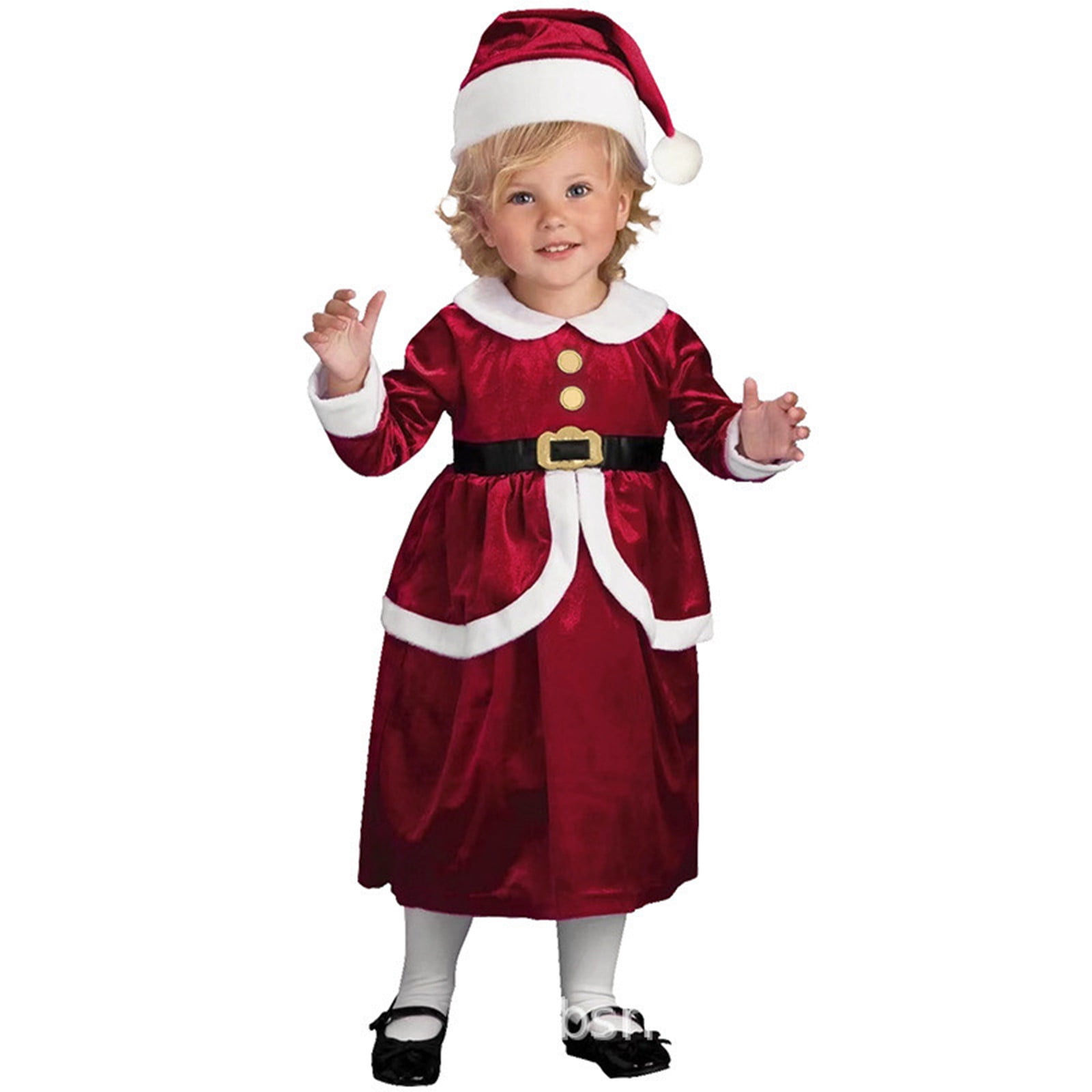 Baby Girl Christmas Dress,Santa Claus Themed Dress Red Velvet Long ...