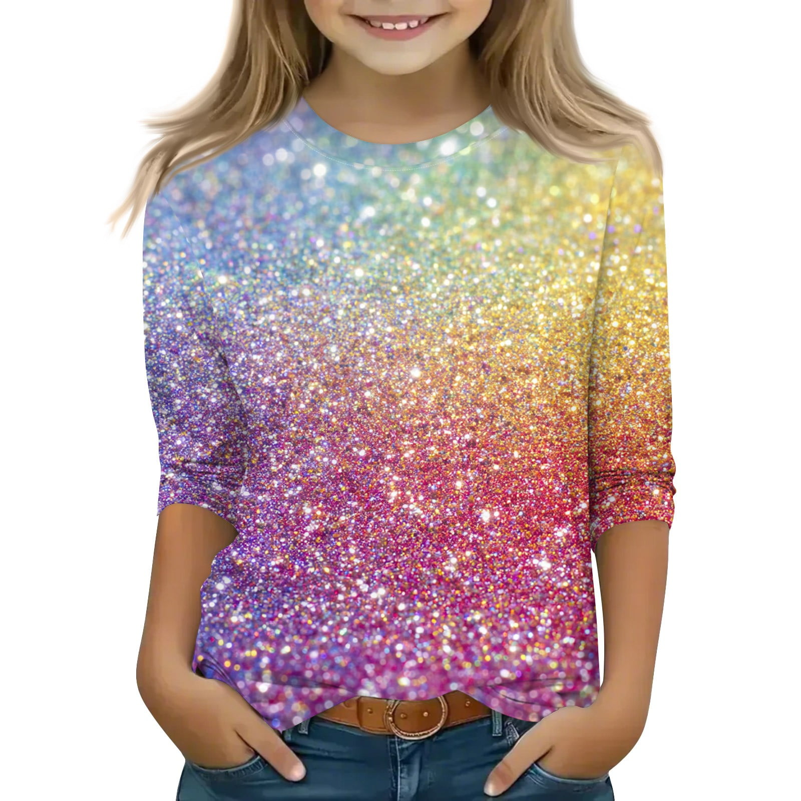 Baby Girl Clothes 3/4 Sleeve Round Neck Shirts Pullover Blouses Summer ...