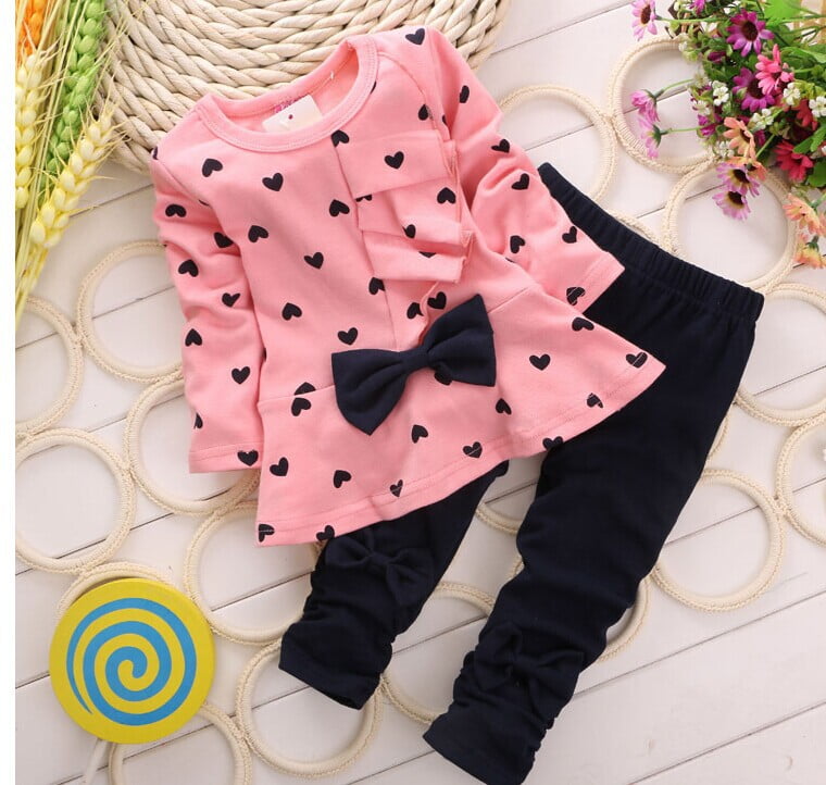 Baby Girl Clothes Infant Outfits Set 2 Pieces with Long Sleeved Tops ...
