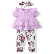 PatPat Floral Girl Dress Toddler Girl Clothes 2pcs Kid Sleeveless Dress and Short Sleeve Ruffled ...