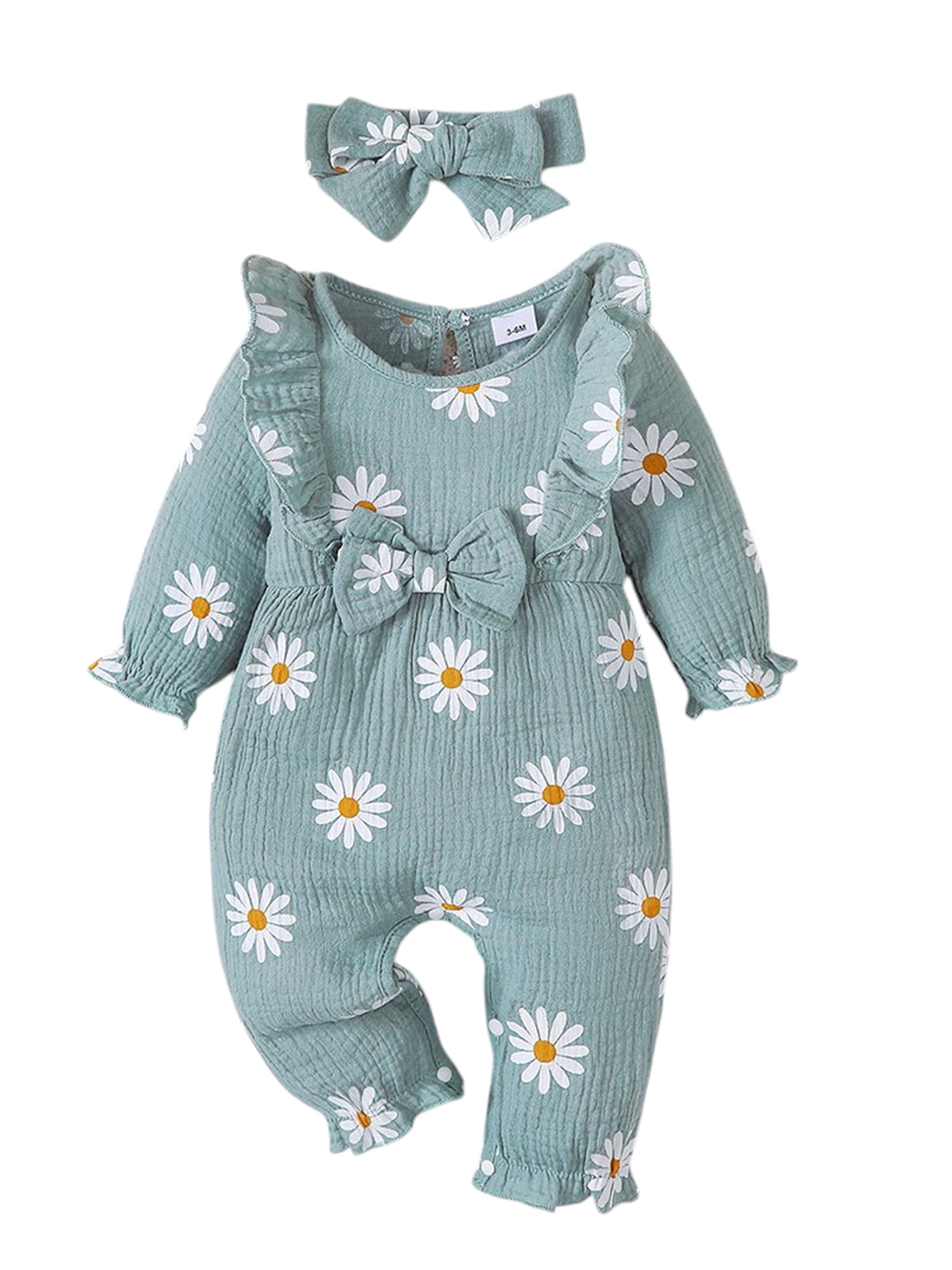 Baby Girl Clothes Long Sleeve Floral Printed Outfits Fall Winter Infant ...