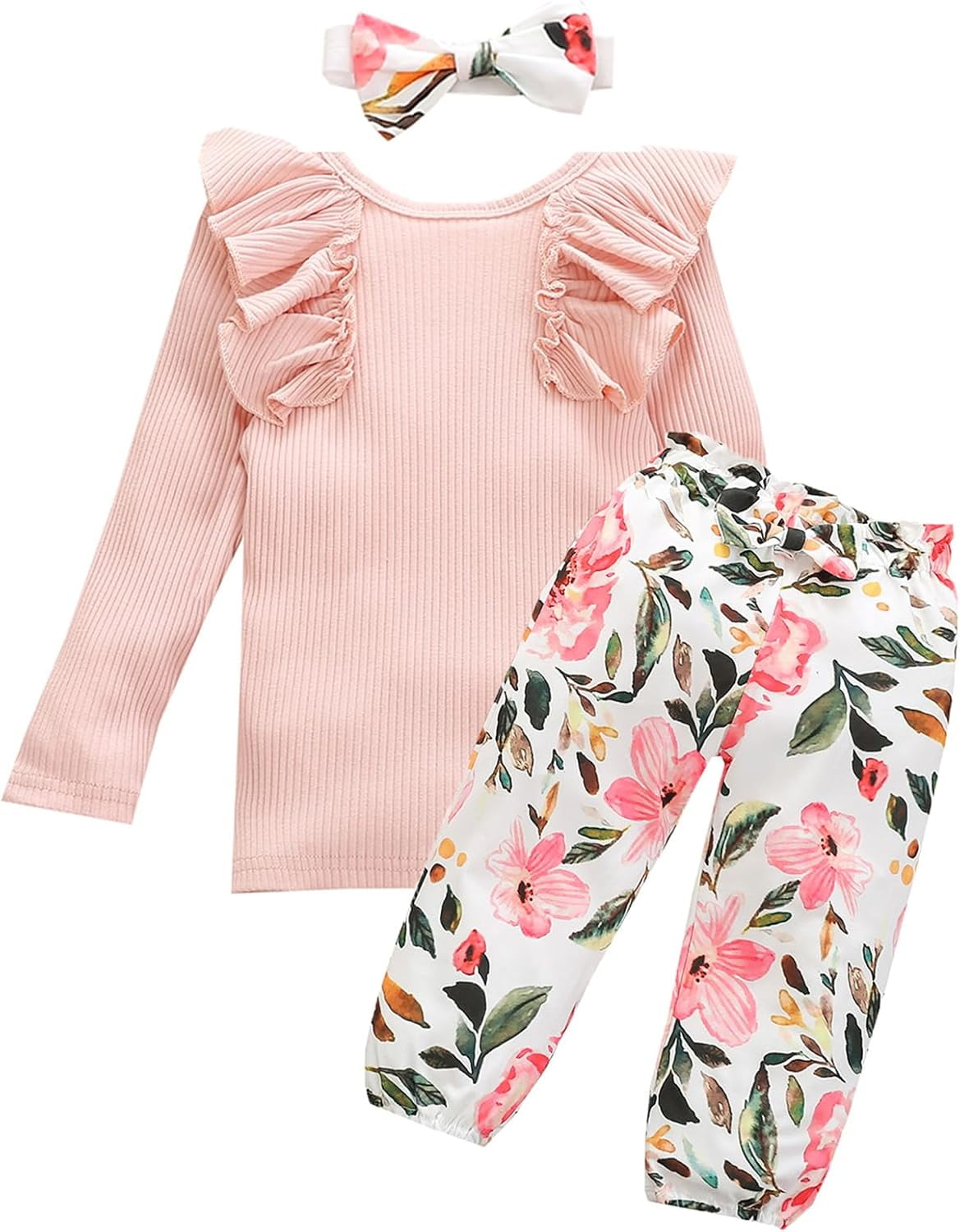 Baby Girl Clothes Set Gift for Kids Toddler Outfits Long Sleeve Ruffle ...