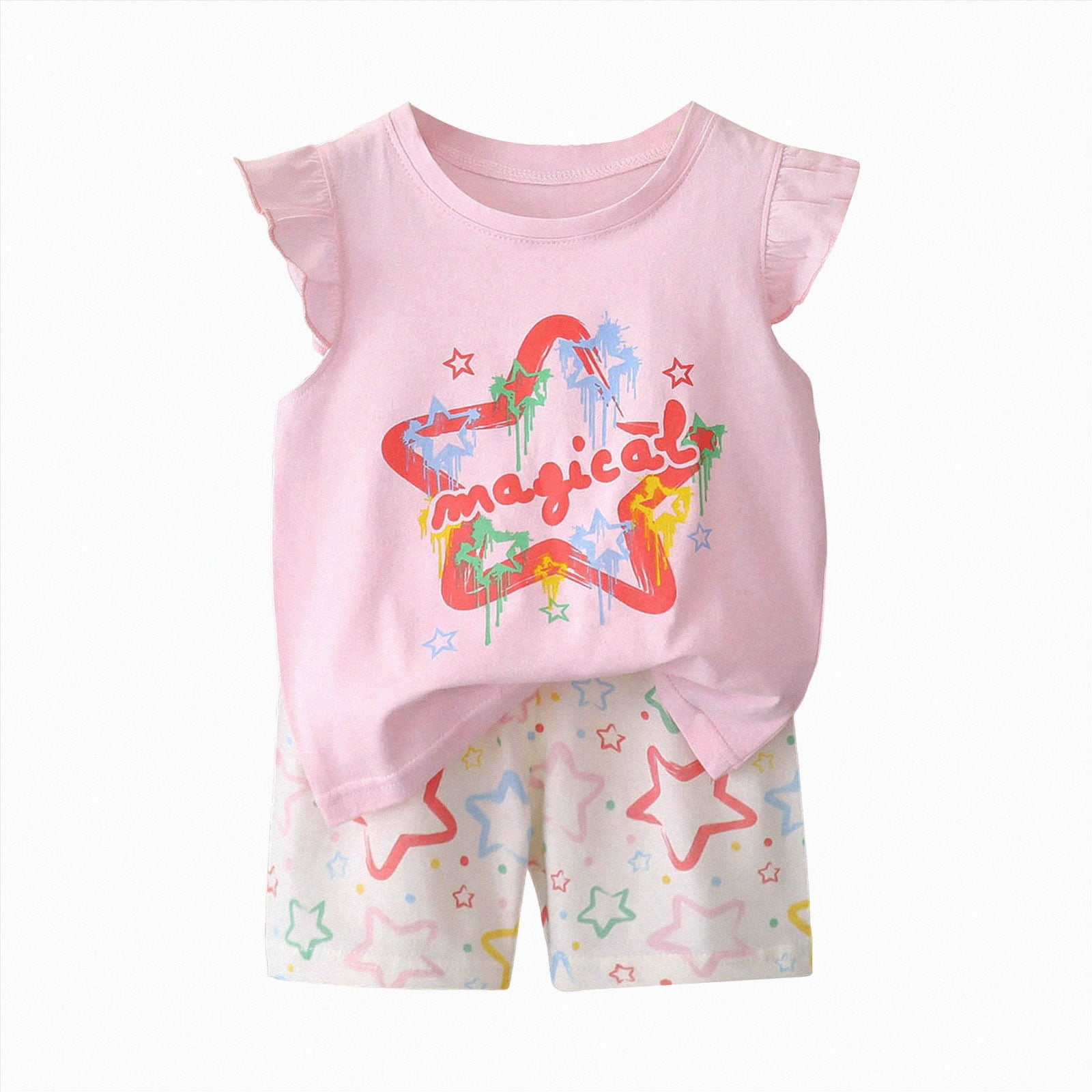 Baby Girl Clothes Summer 2Pc Outfit Sleeveless Butterfly Applique Top ...