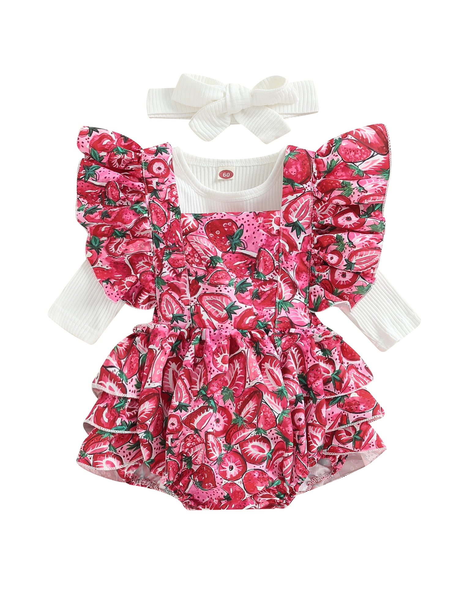 Baby Girl Cute Fall Outfits Ribbed Knit Romper Ruffles Floral Print One Piece Dress Shorts ...