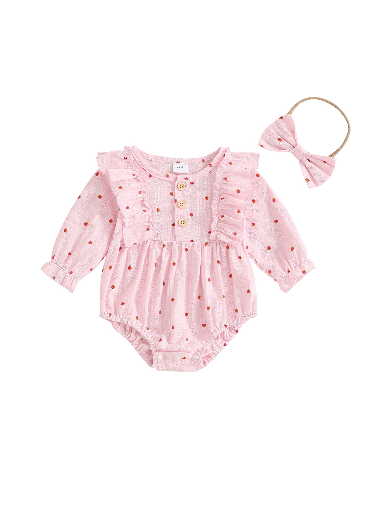 Baby Girl Cute Fall Outfits Strawberry Print Long Sleeve Crew Neck ...