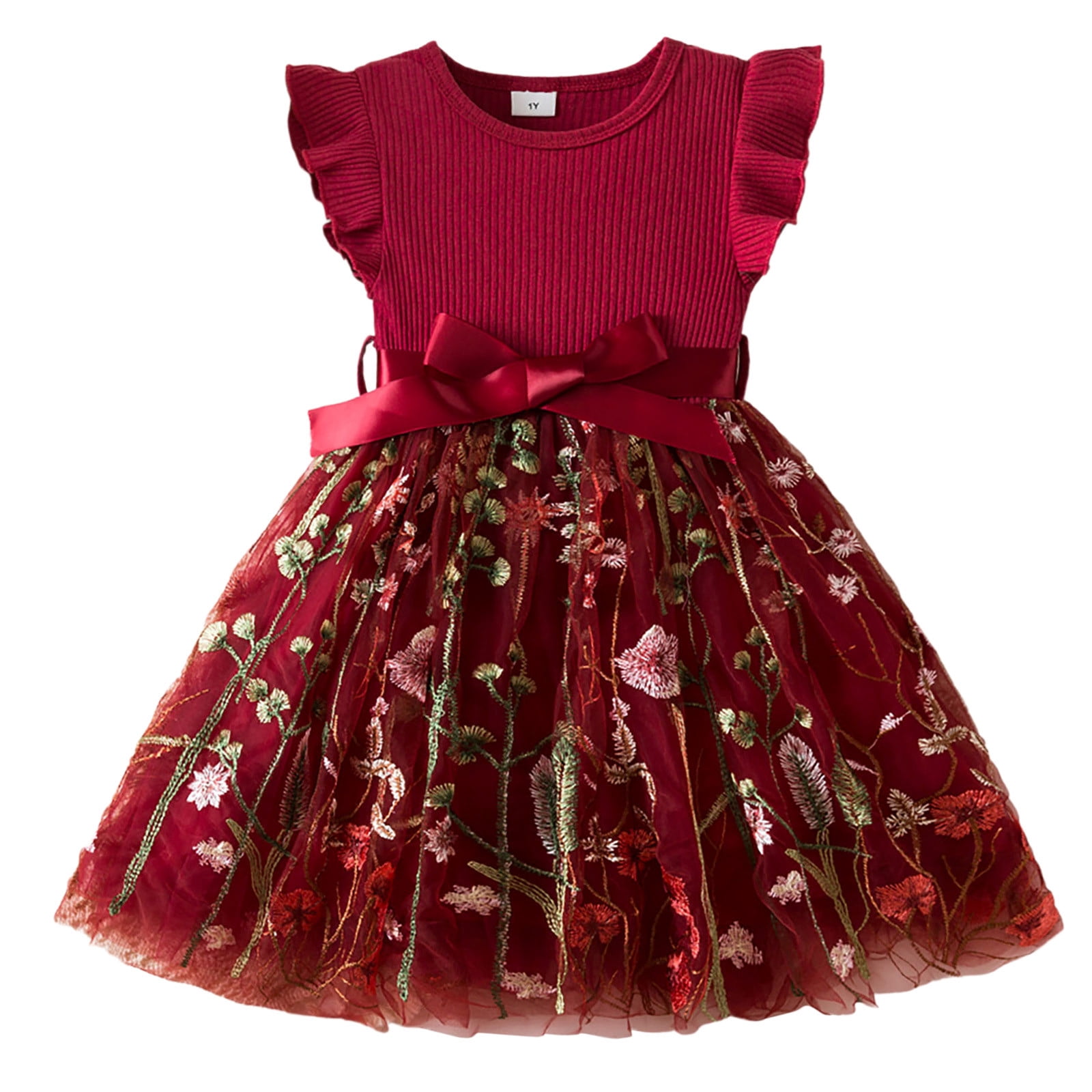 Baby Girl Dress Floral Embroidered Mesh Party Dress Casual Beach School ...