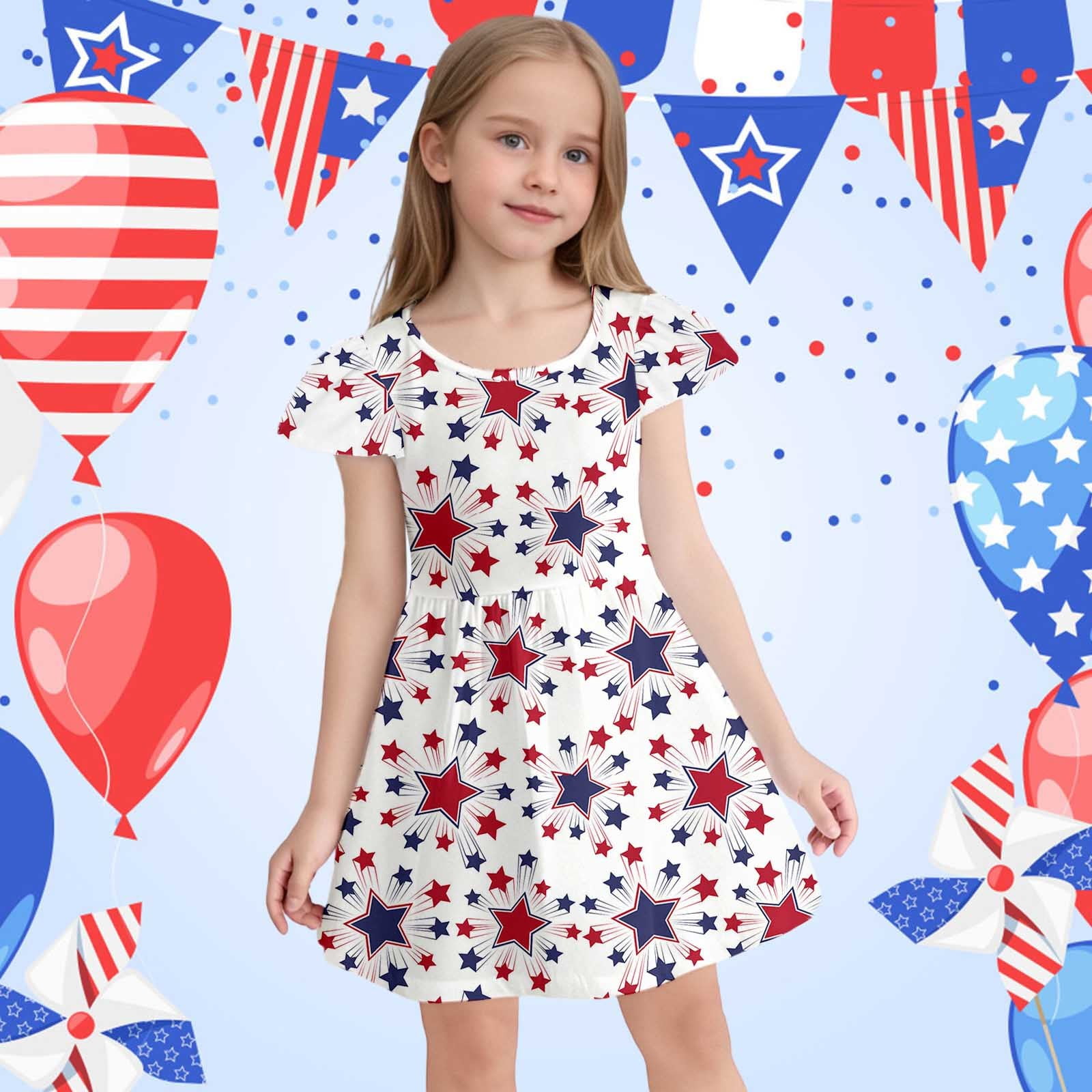 Baby Girl Dress Independence Day Kids Toddler Girls Personality 4Th of ...