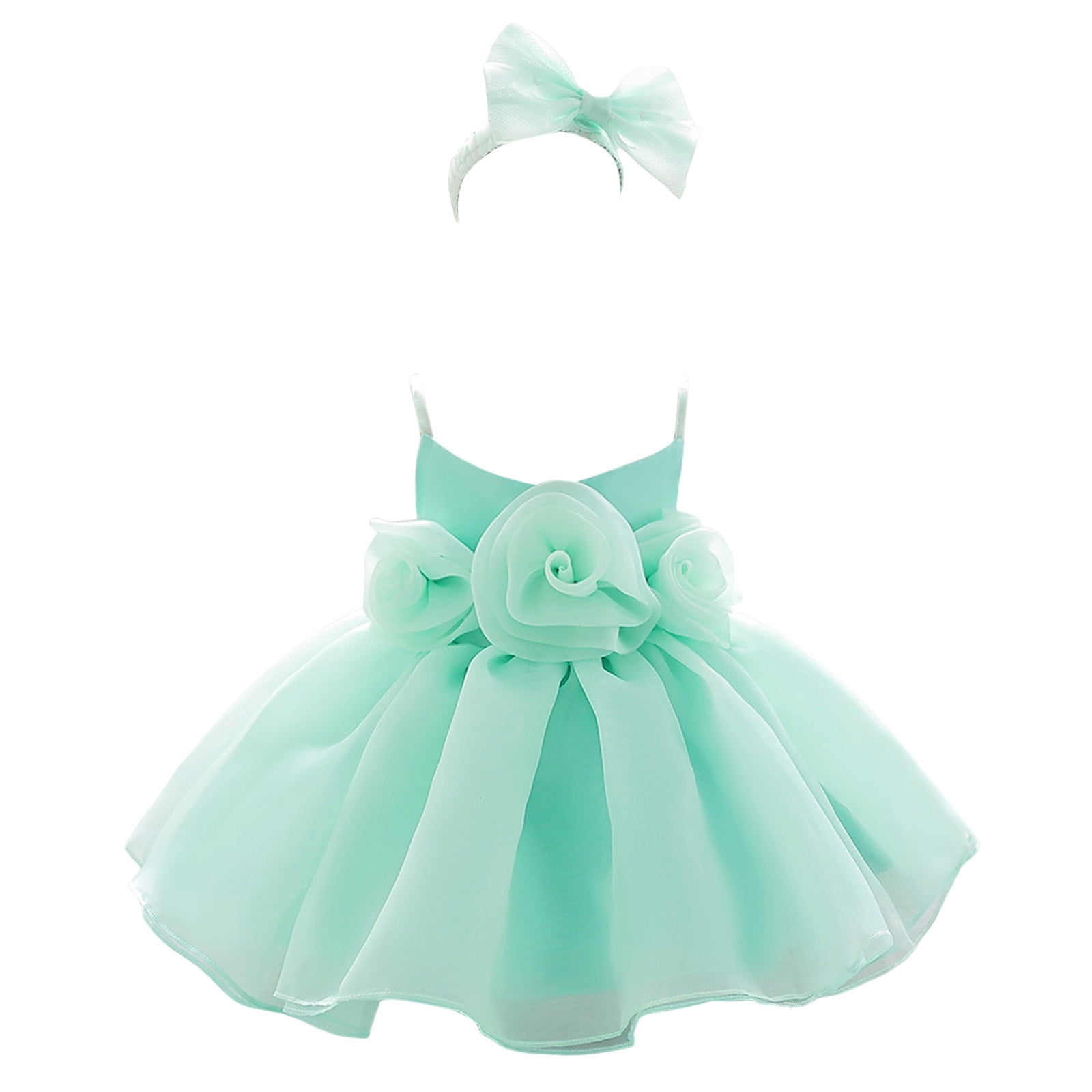 Baby Girl Dress Princess Sleeveless Solid Color Flower Birthday Party ...
