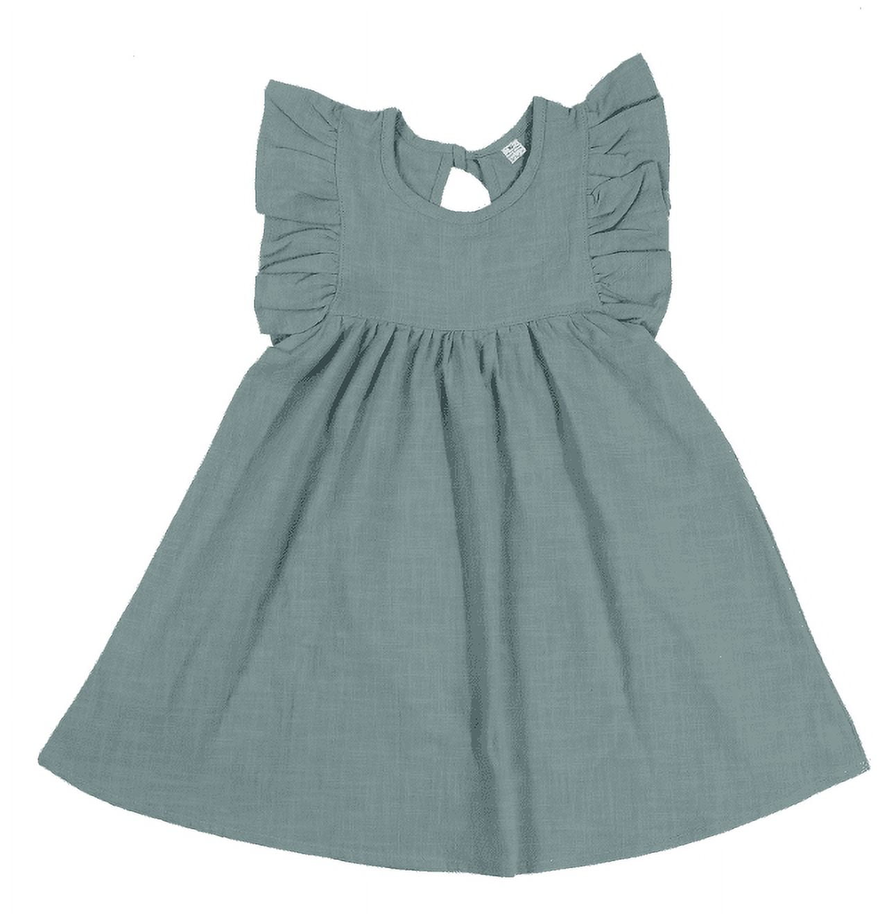 Baby Girl Dress Summer Cotton Linen Ruffle Halter Sleeveless Kids ...