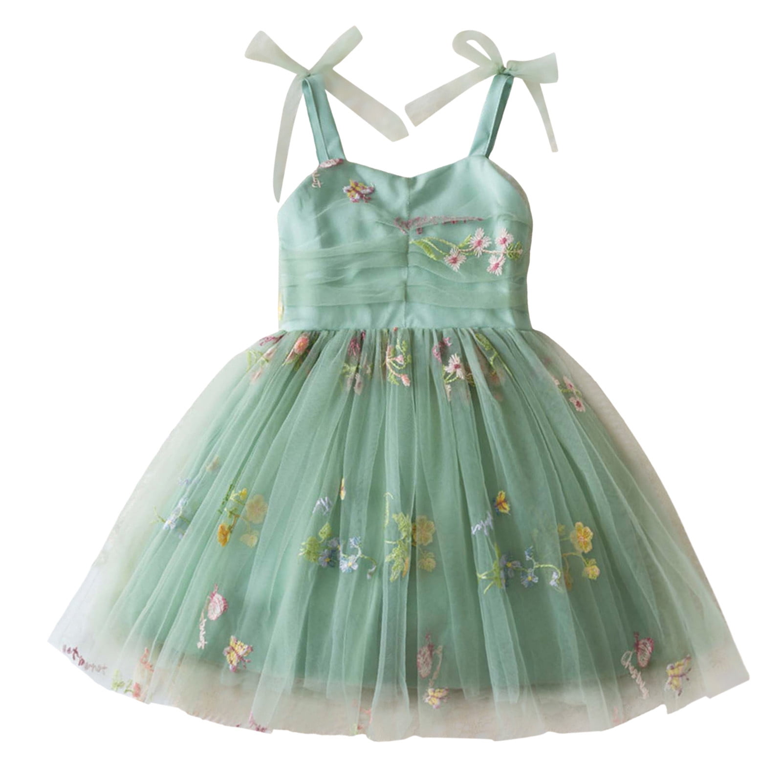 Baby Girl Dresses Cute Children Ruffle Sleeveless Embroidered Flowers ...