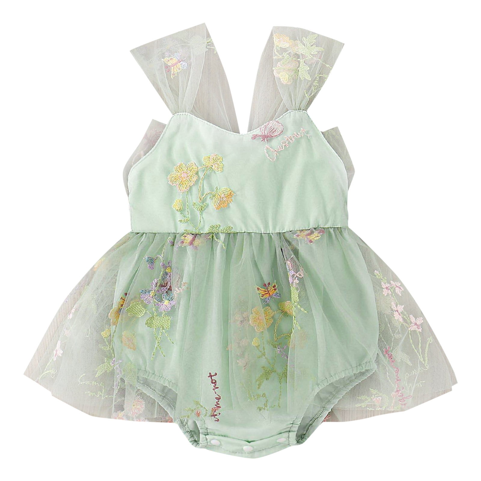Baby Girl Dresses Cute Pattern Embroider Tulle Romper Sleeveless ...