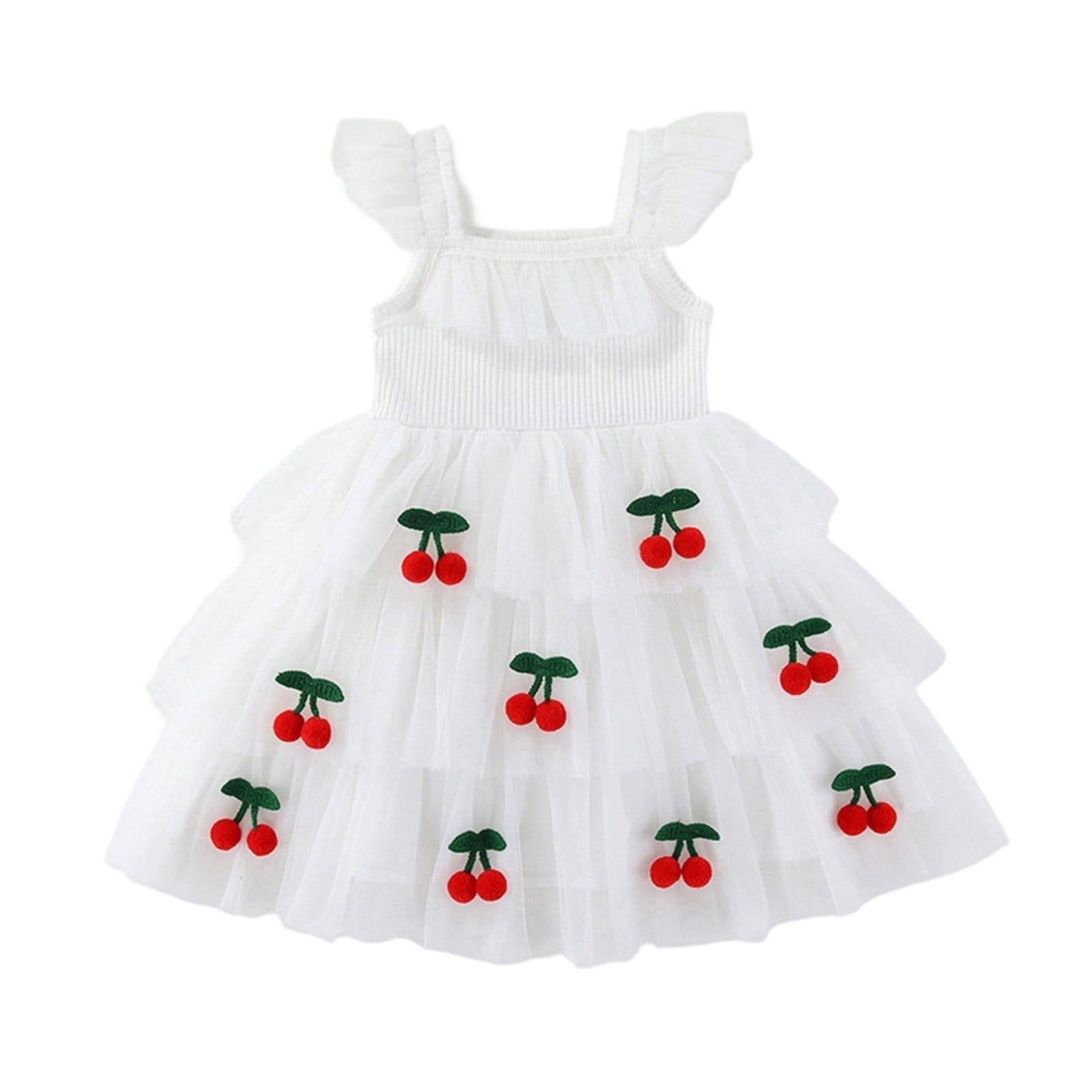 Baby Girl Dresses Flying Sleeves Cherry Cake Design Cute Beach Clothes ...