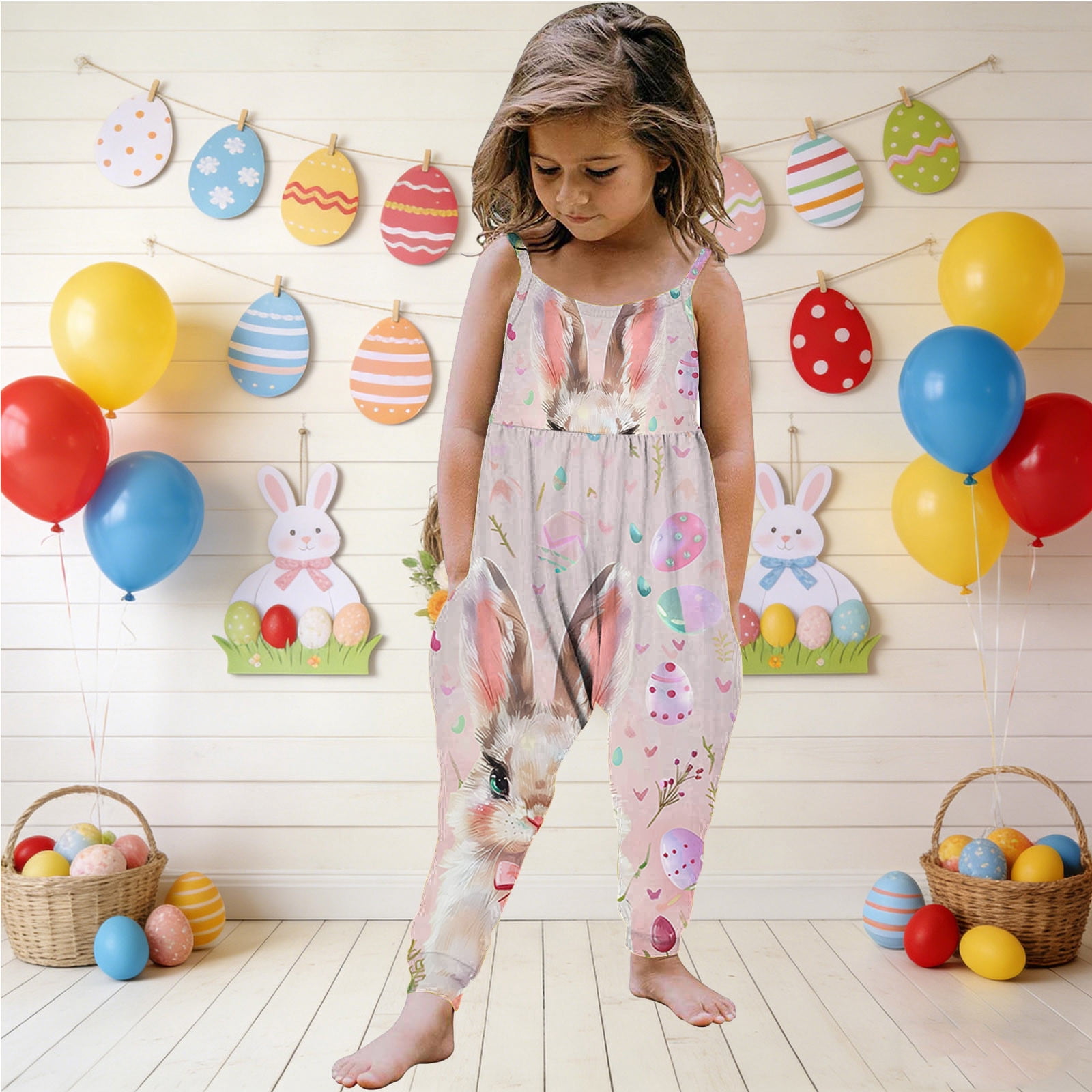 Baby Girl Easter Backless Halter Jumpsuit Toddler Girls Strap Slouch ...