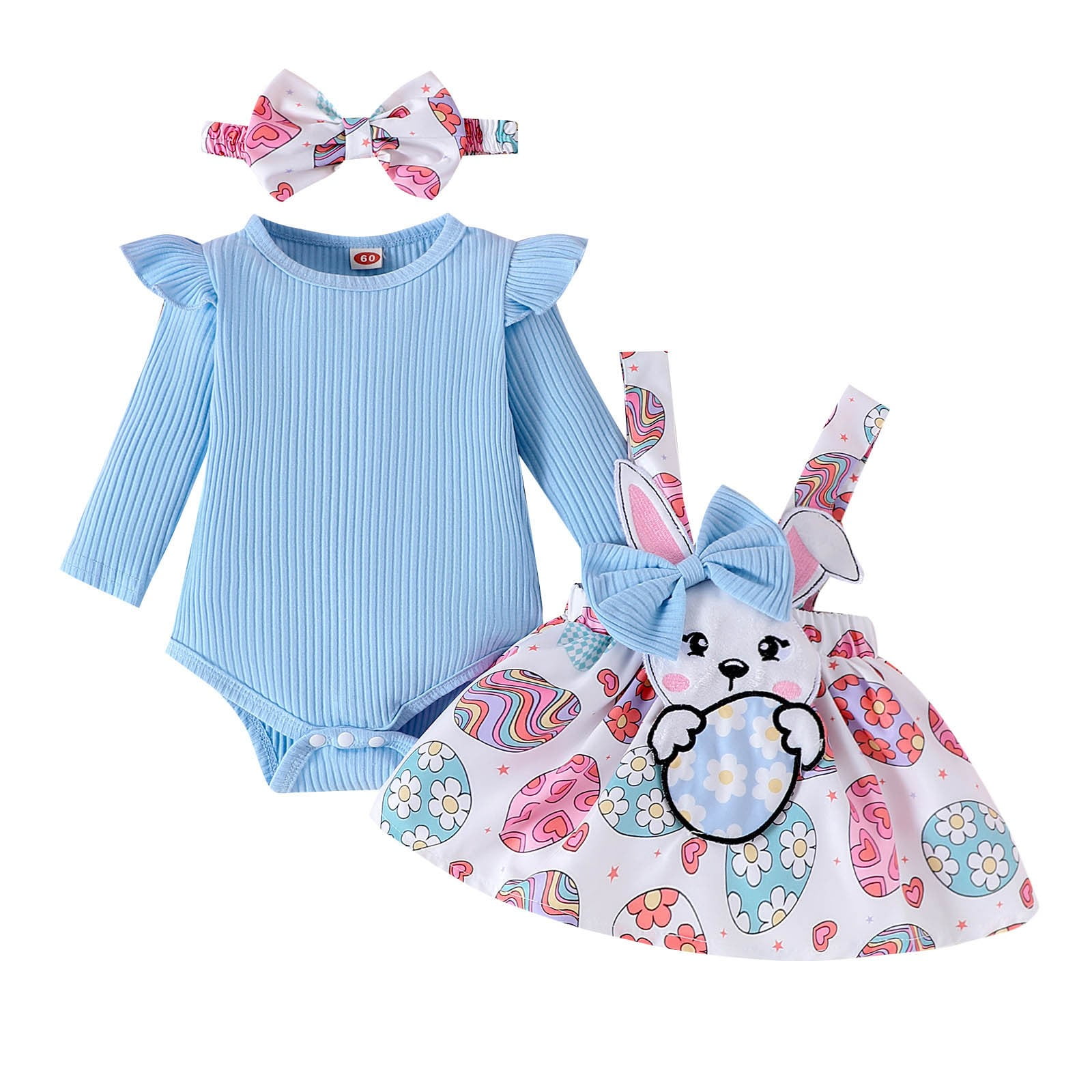 Baby Girl Easter Dresses 0-3 Months Cute Bunny Tutu Dress Long Sleeve Ruffle Bowknot Skirt ...