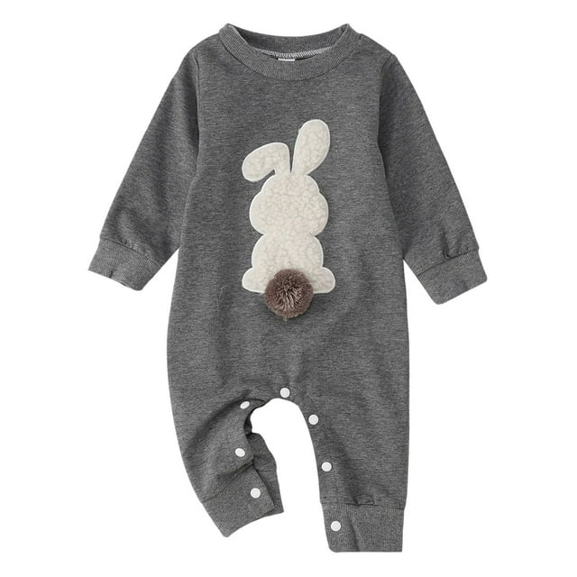 Baby Girl Easter Outfit Bunny Embroidery Easter Bunny Romper Bodysuit ...