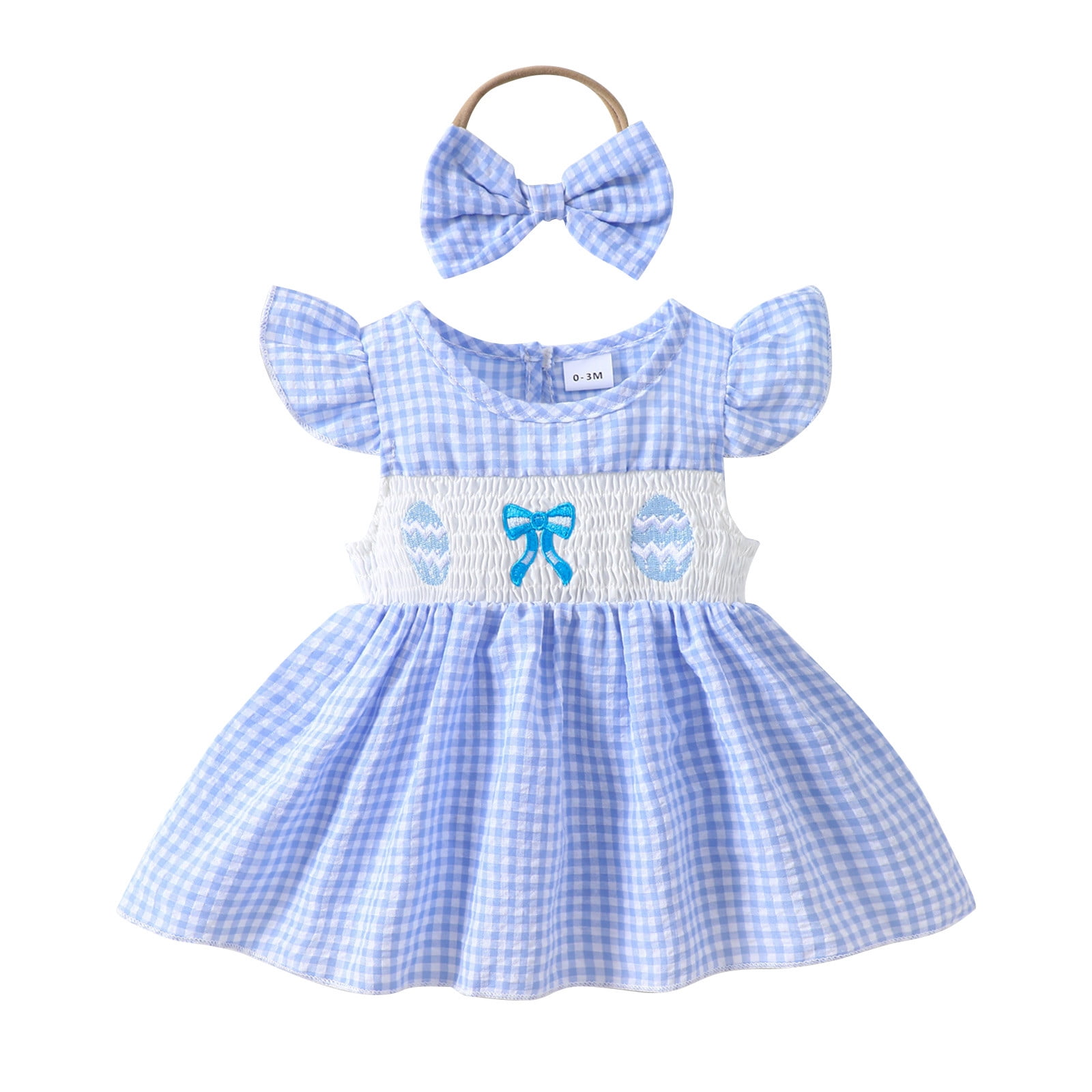 Baby Girl Easter Outfit Easter Egg and Bow Embroider Ruffled Sleeve ...