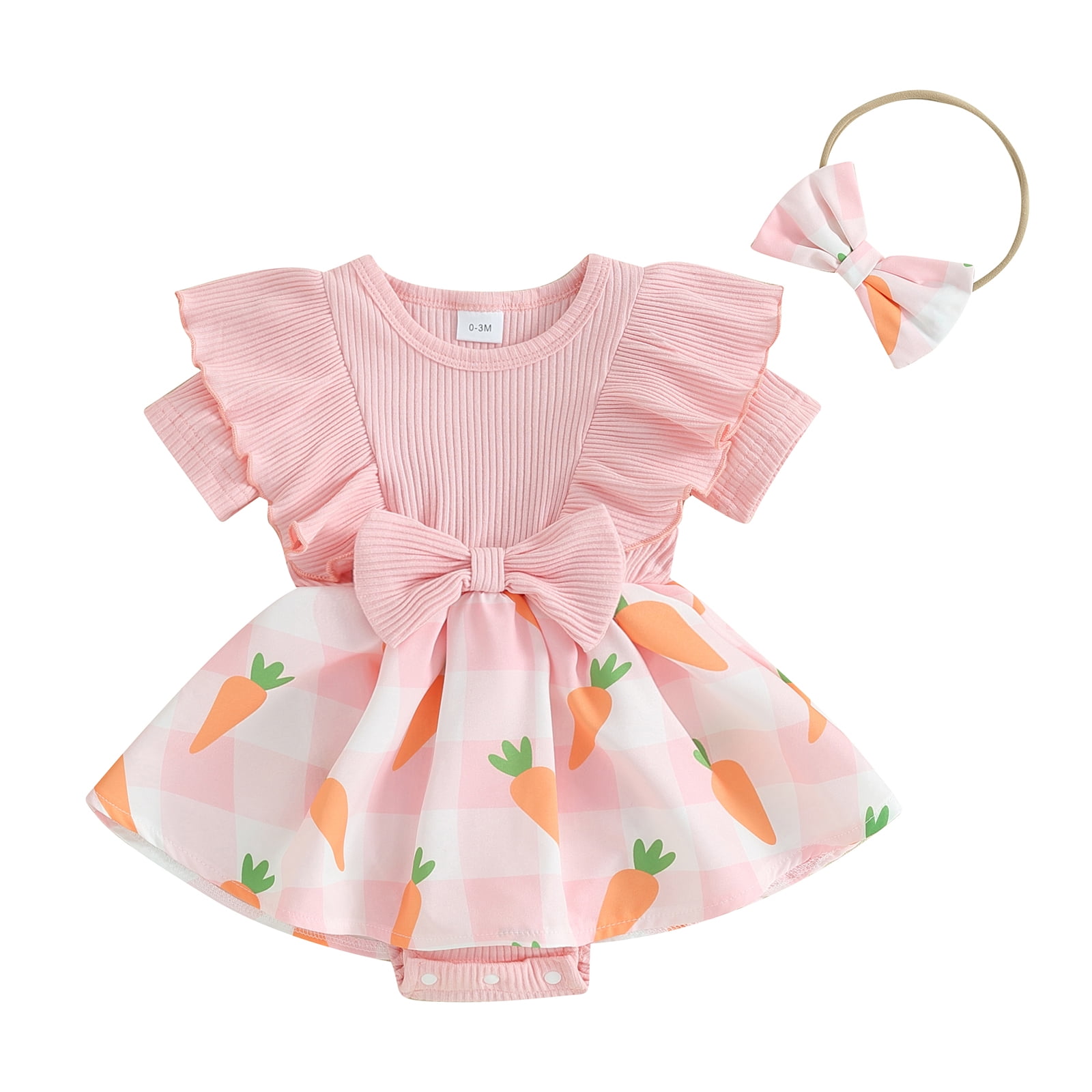 Baby Girl Easter Outfit Floral Bear Bunny Romper Newborn Dress Ruffle ...