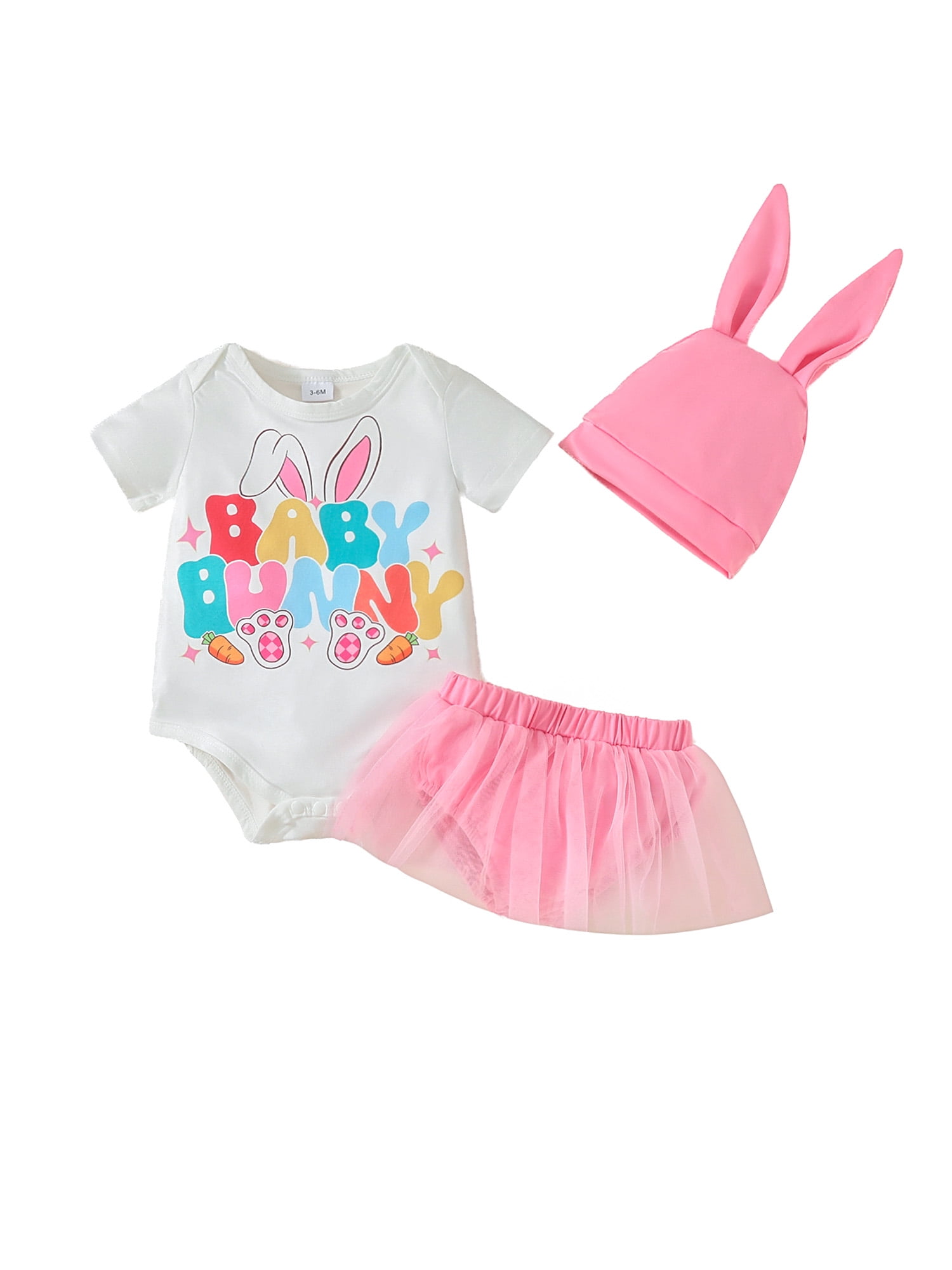 Baby Girl Easter Shorts Sets Short Sleeve Letter Bunny Print Romper ...