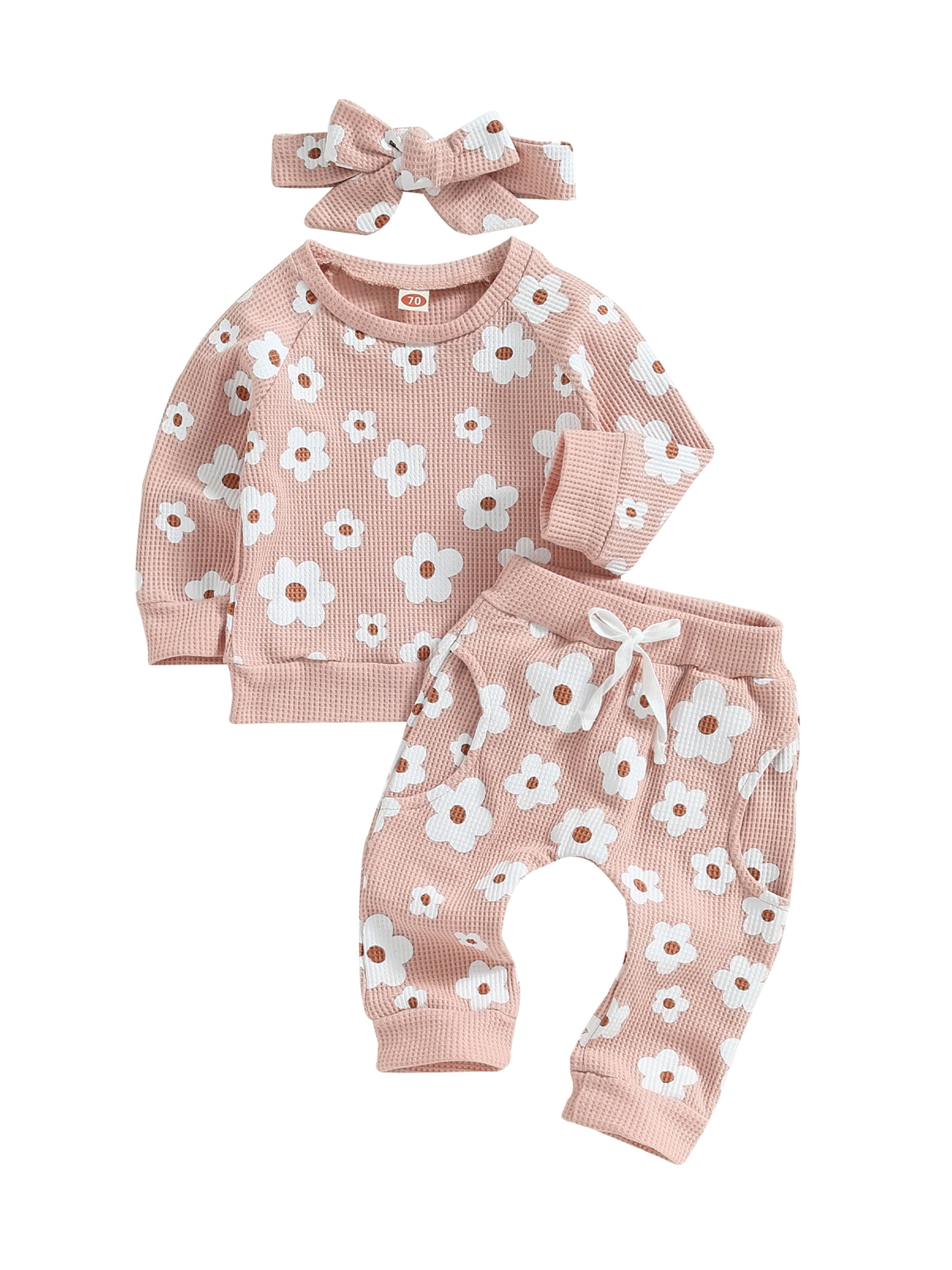 Baby Girl Fall Clothes Set Infant Toddler Flower Print Long Sleeve Tops ...