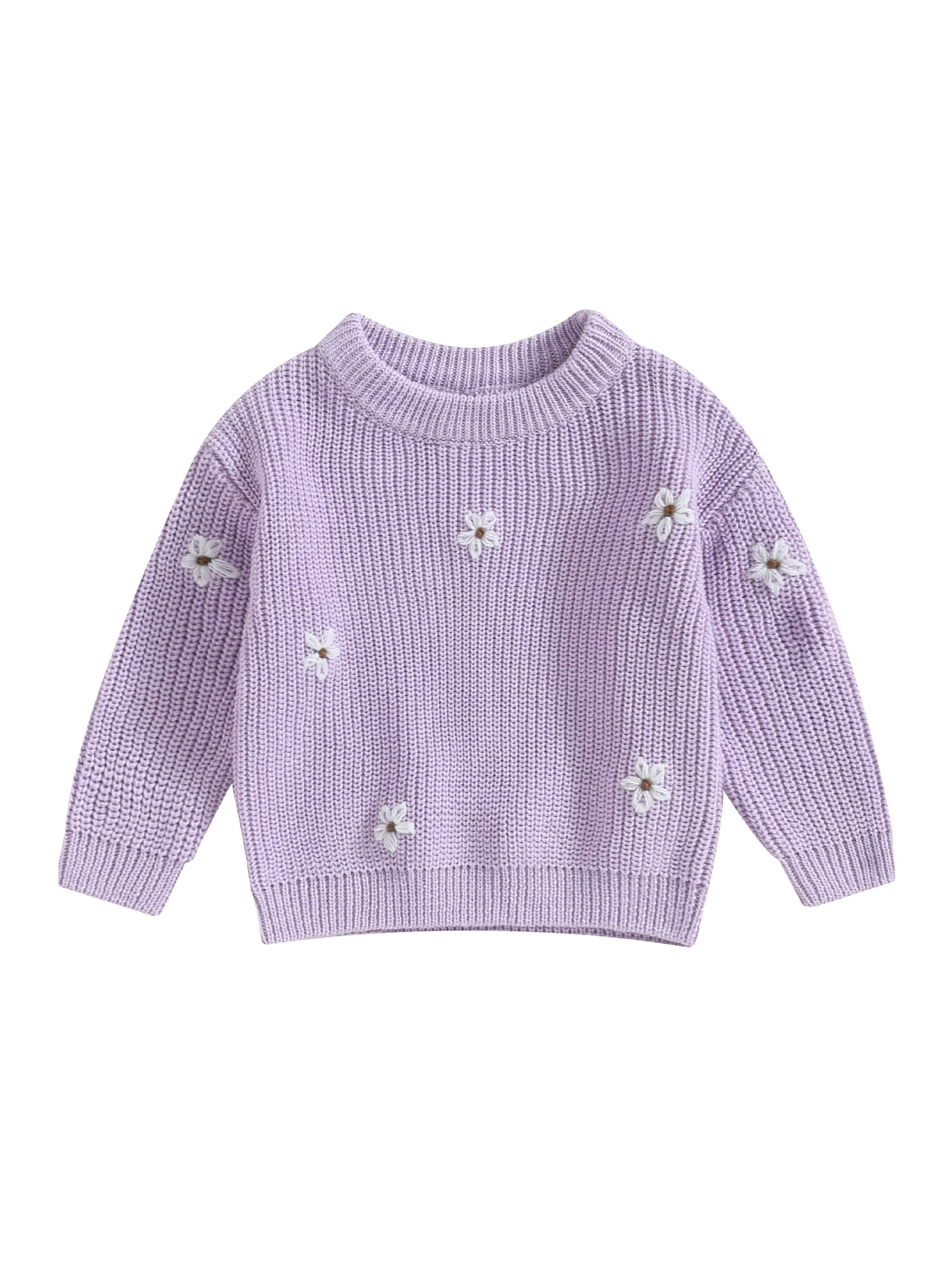 Baby Girl Fall Knitted Sweater Newborn Long Sleeve Floral Pullover ...
