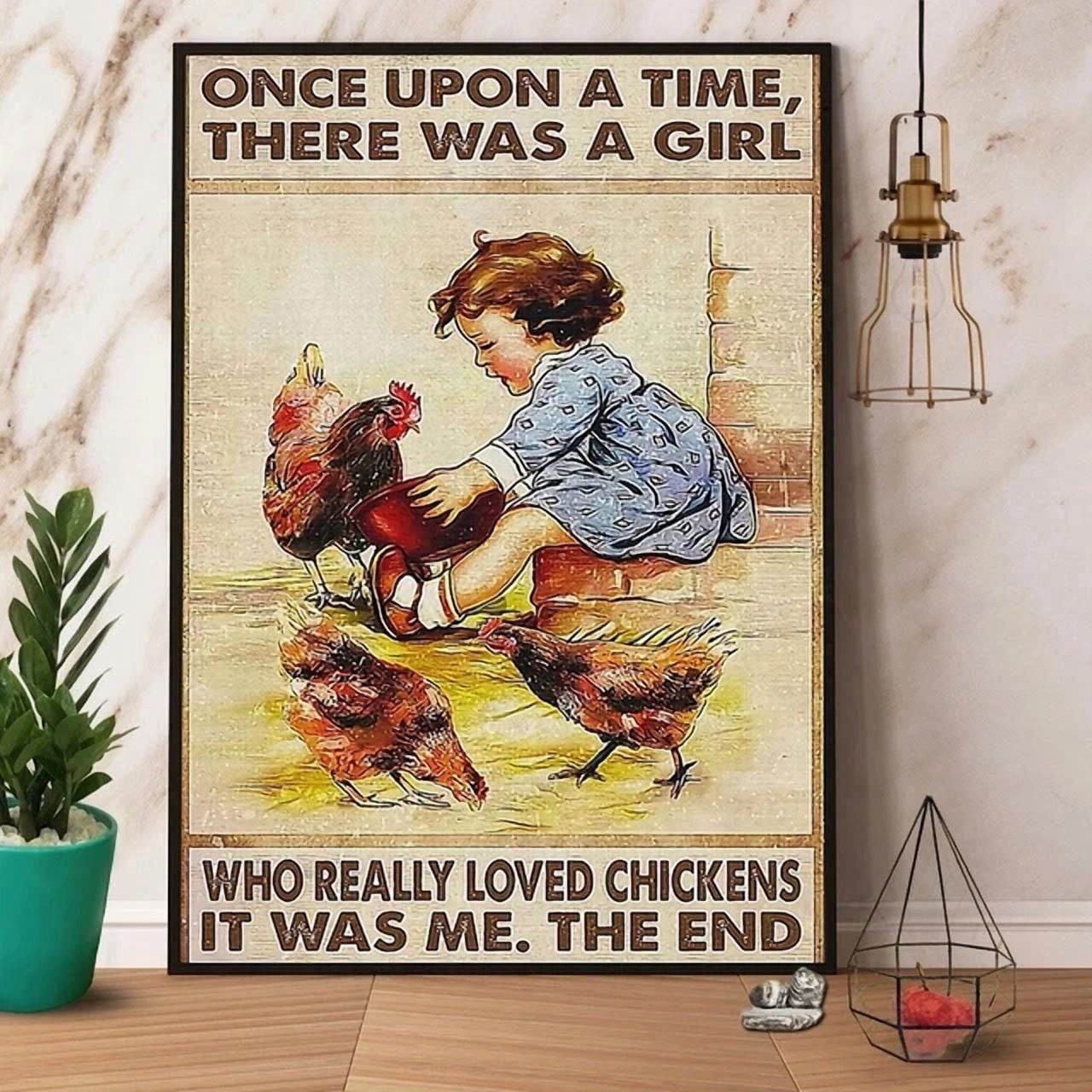 Baby Girl Farmer A Girl Who Really Loved Chickens Paper Poster Wall Art ...