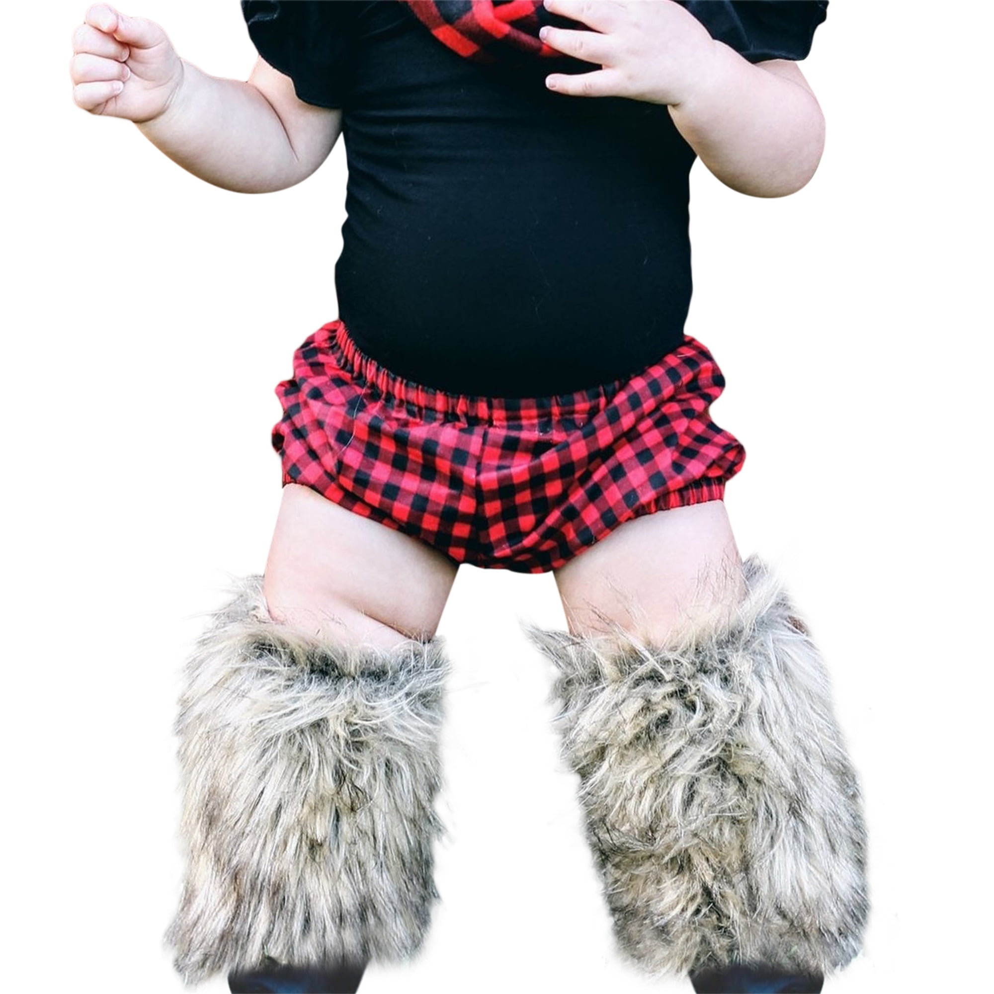 Baby Girl Faux Fur Leg Warmers Soft Cozy Fuzzy Boot Cuff Cover Party ...
