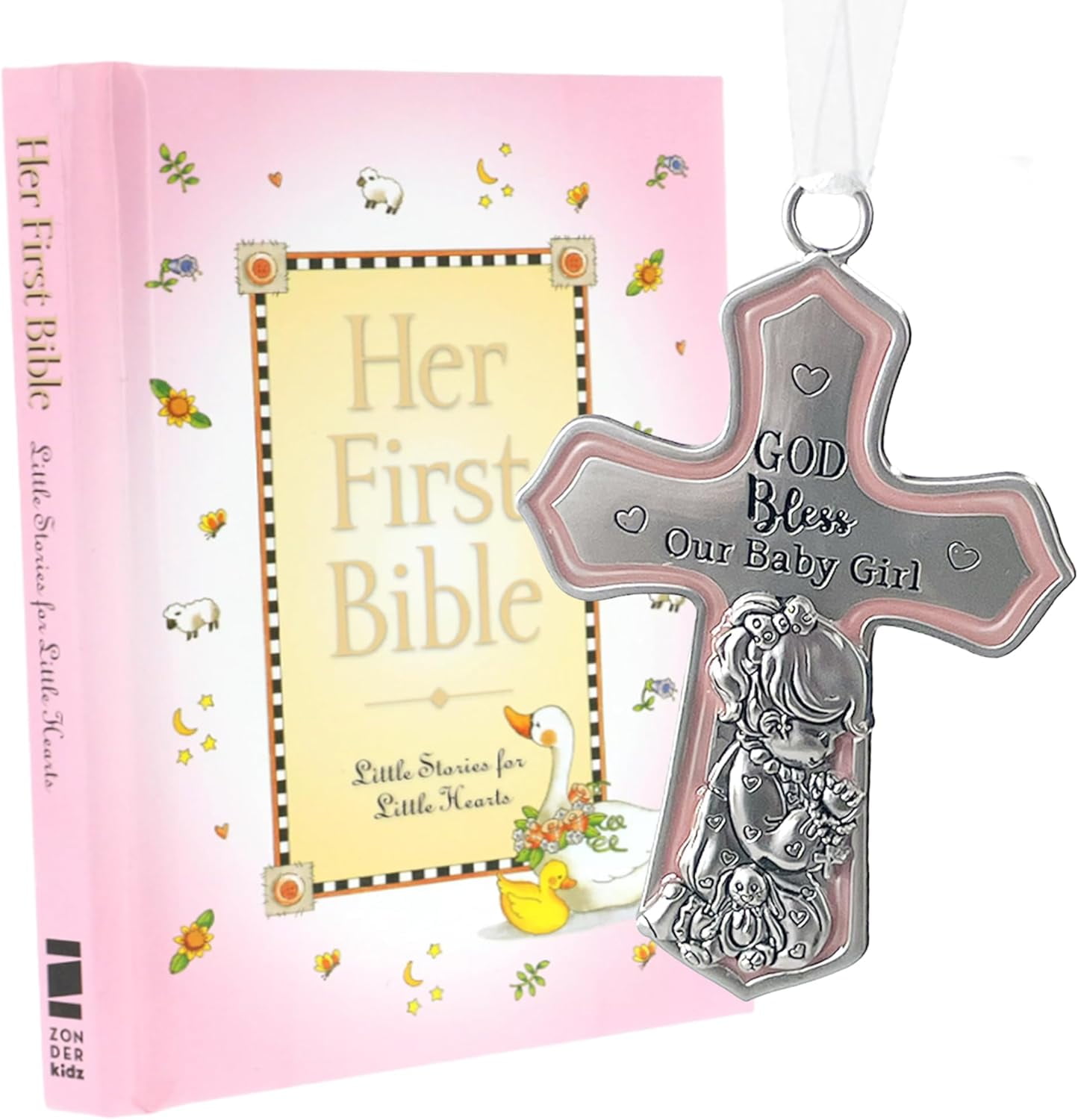 Baby Girl First Bible and Catholic Baptism Guardian Angel Crib Cross ...
