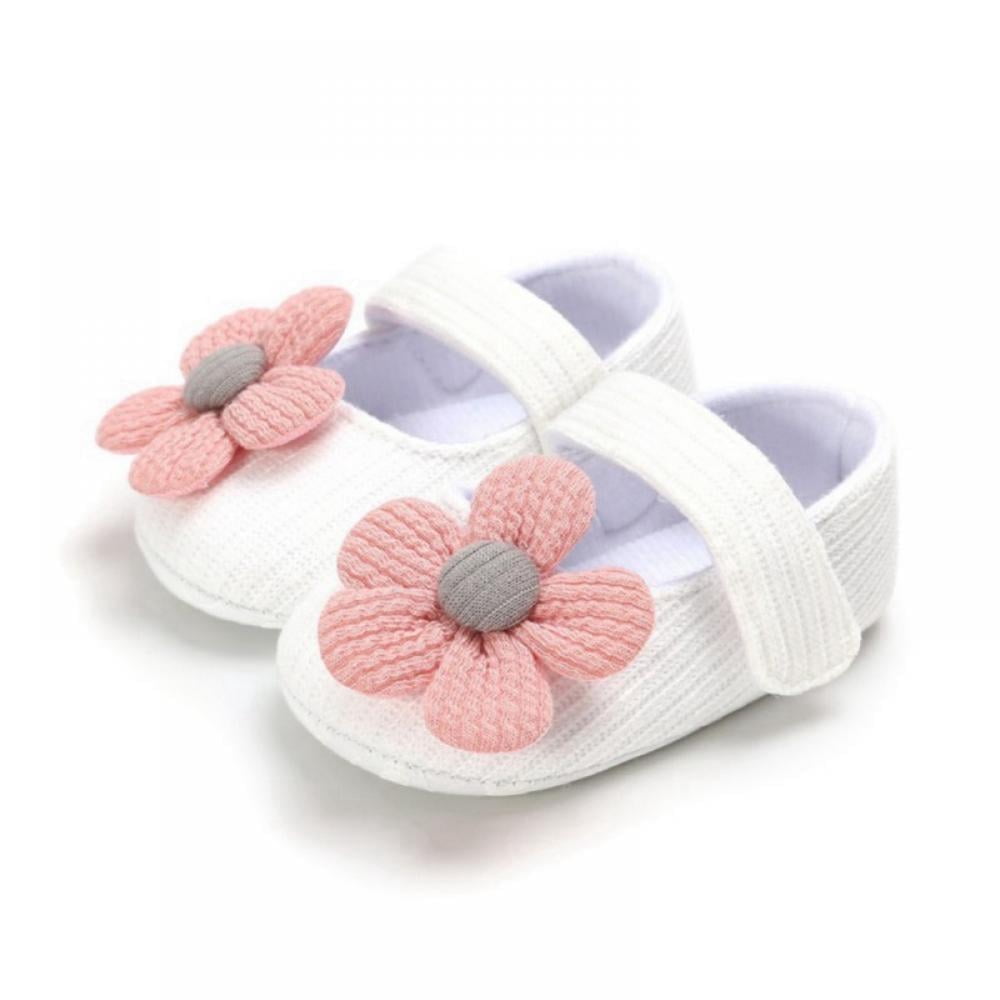 Baby Girl Floral First Walker Soft Sole Princess Flat Shoes-white-12 ...