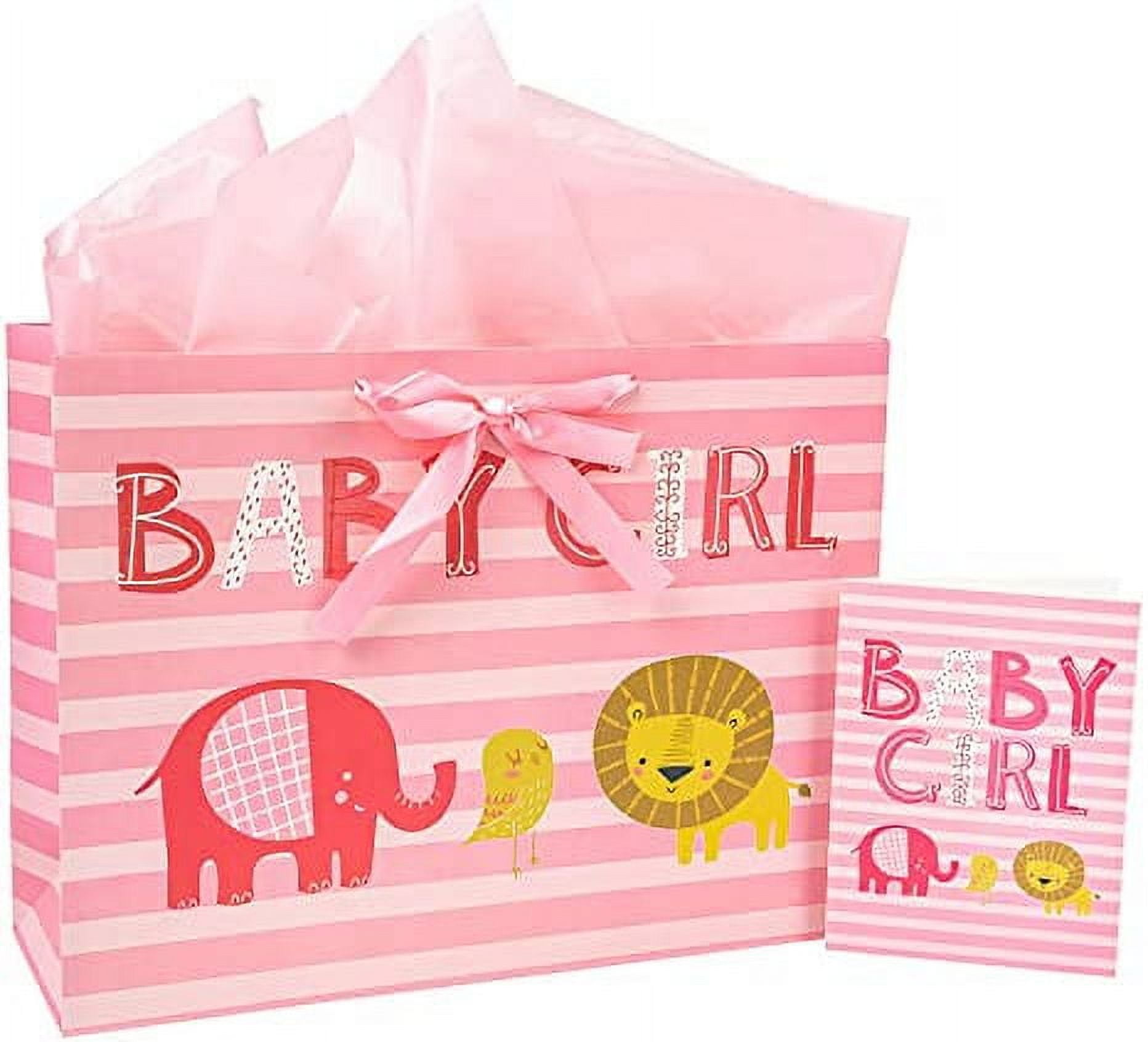 "Newborn Girl 'Welcome Baby' Shower Gift Bag - Pink Animal Design, with ...