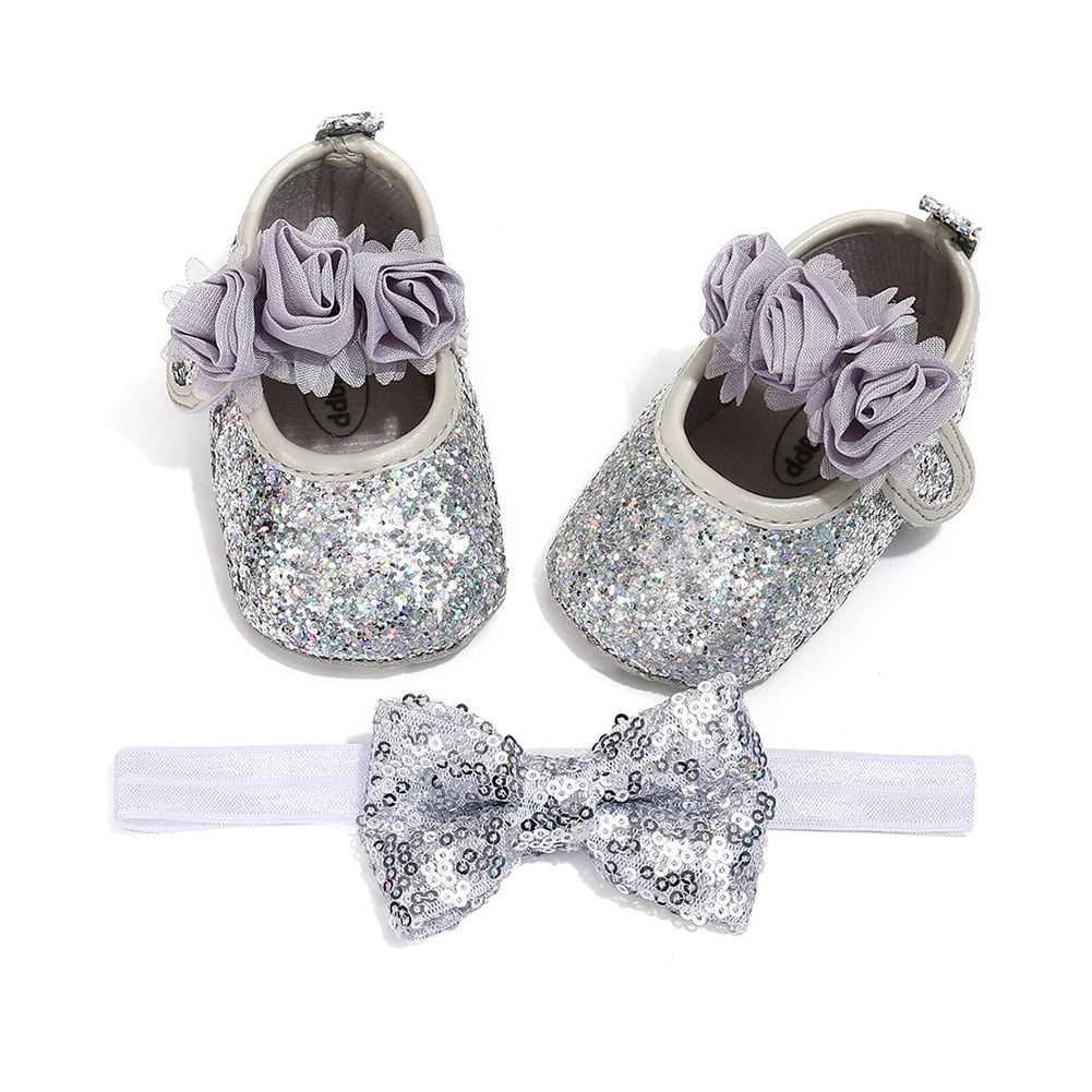 Baby Girl Headbands Sparkly Glitter Sequins Hair Bows Ribbon Soft ...