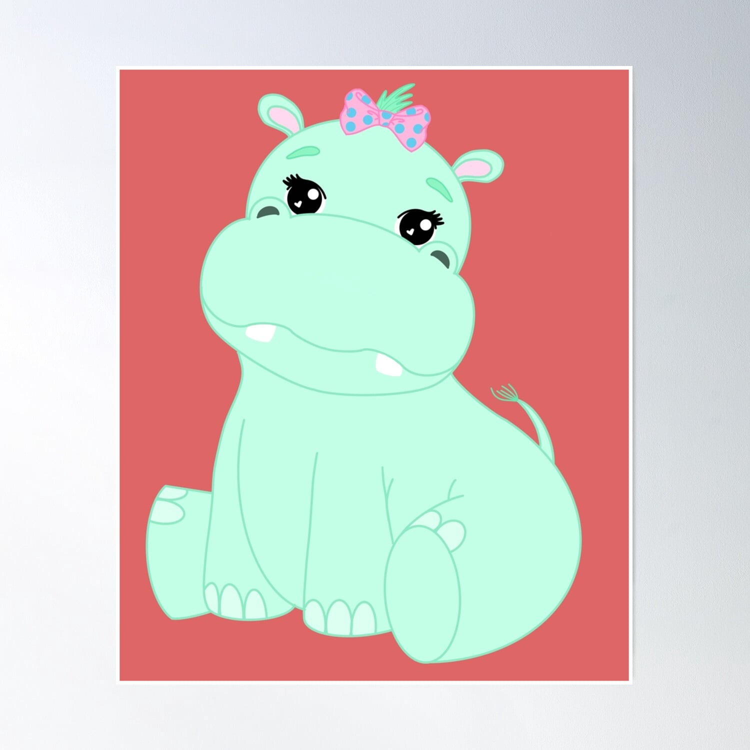Baby Girl Hippo Mint- Vintage Wall Arttrendy Retro Print Room Decor ...