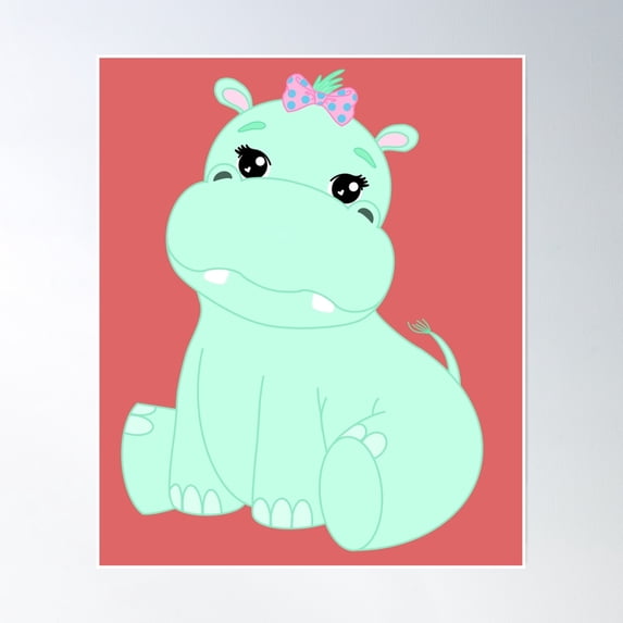 Baby Girl Hippo Mint- Vintage Wall Arttrendy Retro Print Room Decor ...