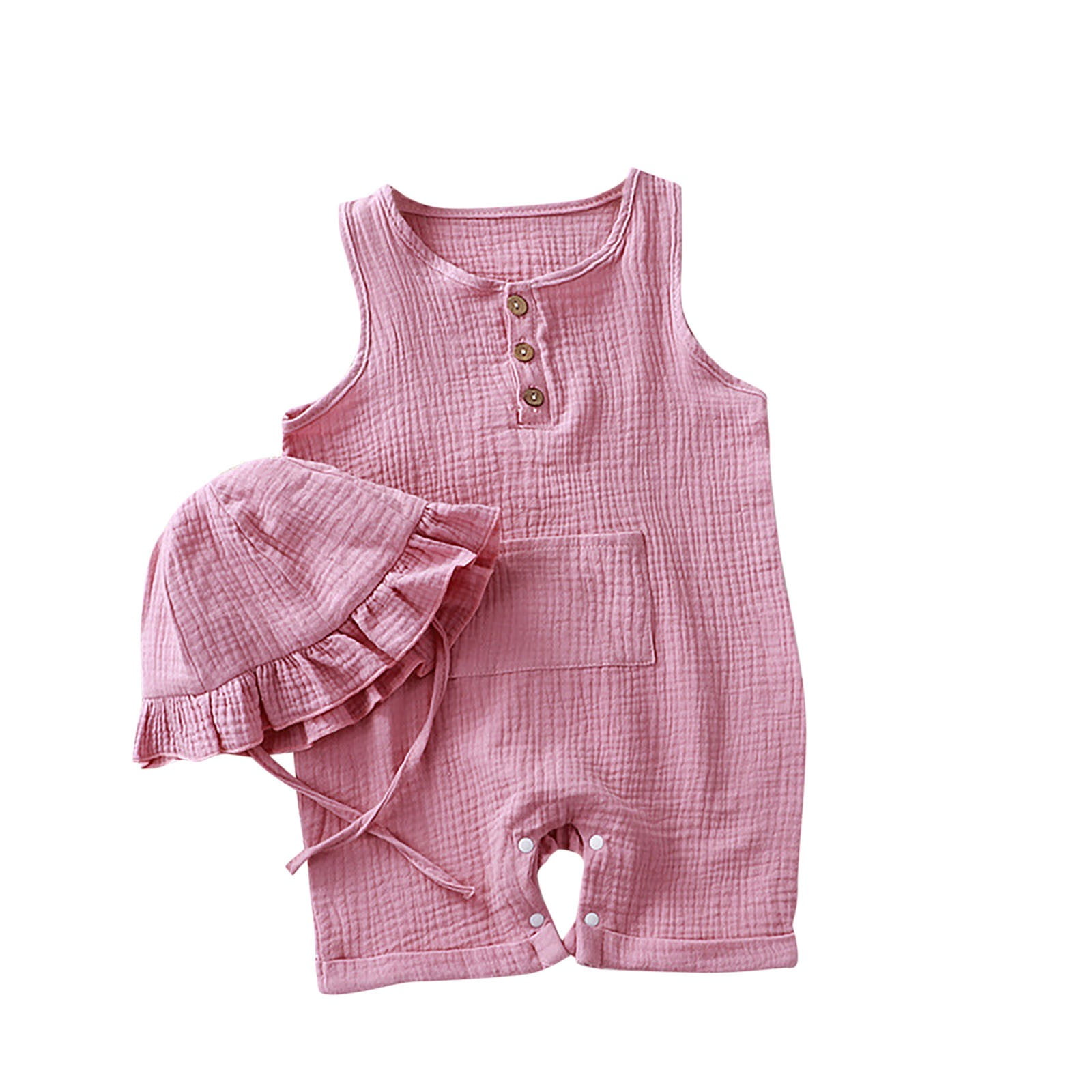 Baby Girl Lace Hat Jumpsuit Set for 0-18 Months, Sleeveless Romper with ...