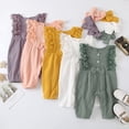 Baby Girl Lace Romper Sleeveless Outfit with Bow Ruffled Trim Playsuit ...