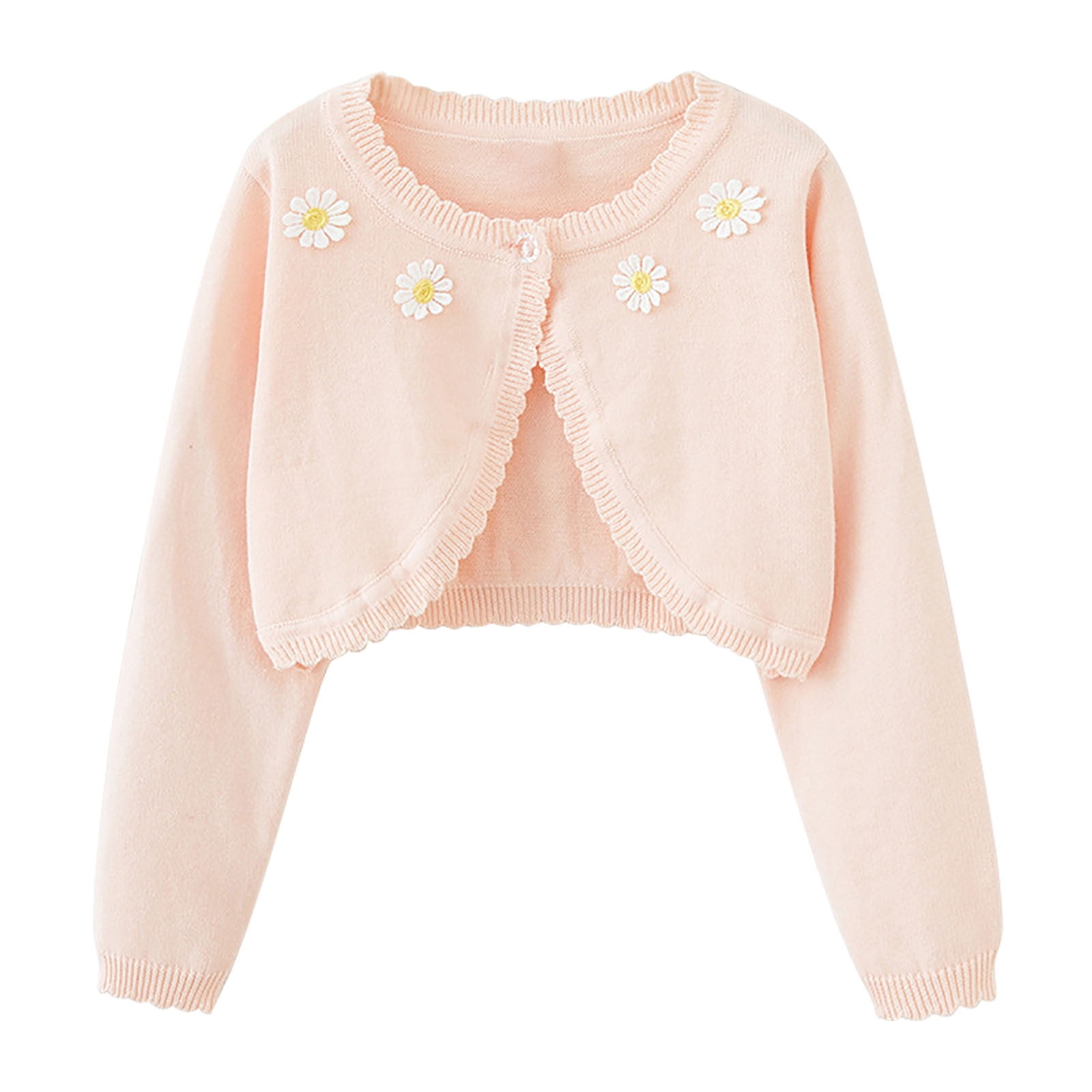 Baby Girl Long Sleeve Bolero Shrugs Girls One-Button Plain Cotton ...