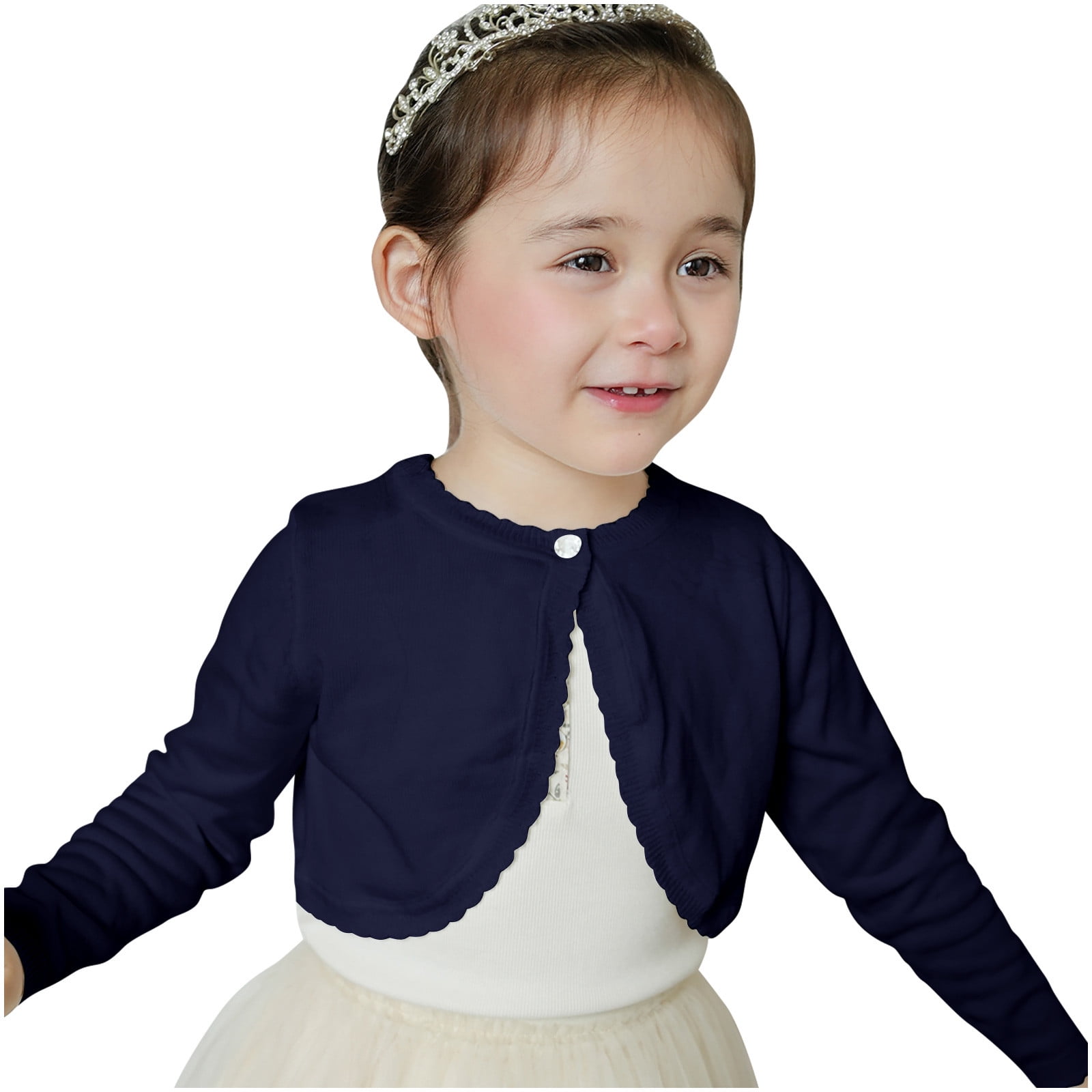 Baby Girl Long Sleeve Bolero Shrugs Girls One-Button Plain Cotton ...